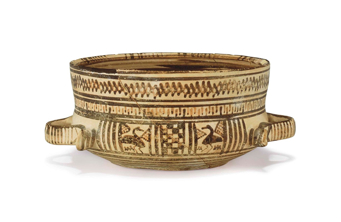 AN ATTIC POTTERY HIGH-RIMMED BOWL , GEOMETRIC PERIOD, CIRCA 735-720 B.C ...