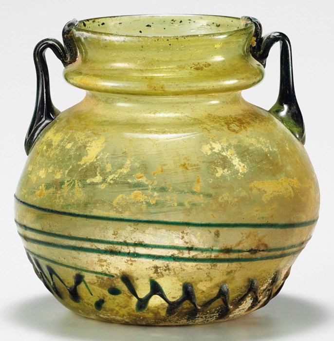 A BYZANTINE GLASS JAR , SYRO-PALESTINIAN, CIRCA MID 4TH-EARLY 5TH ...