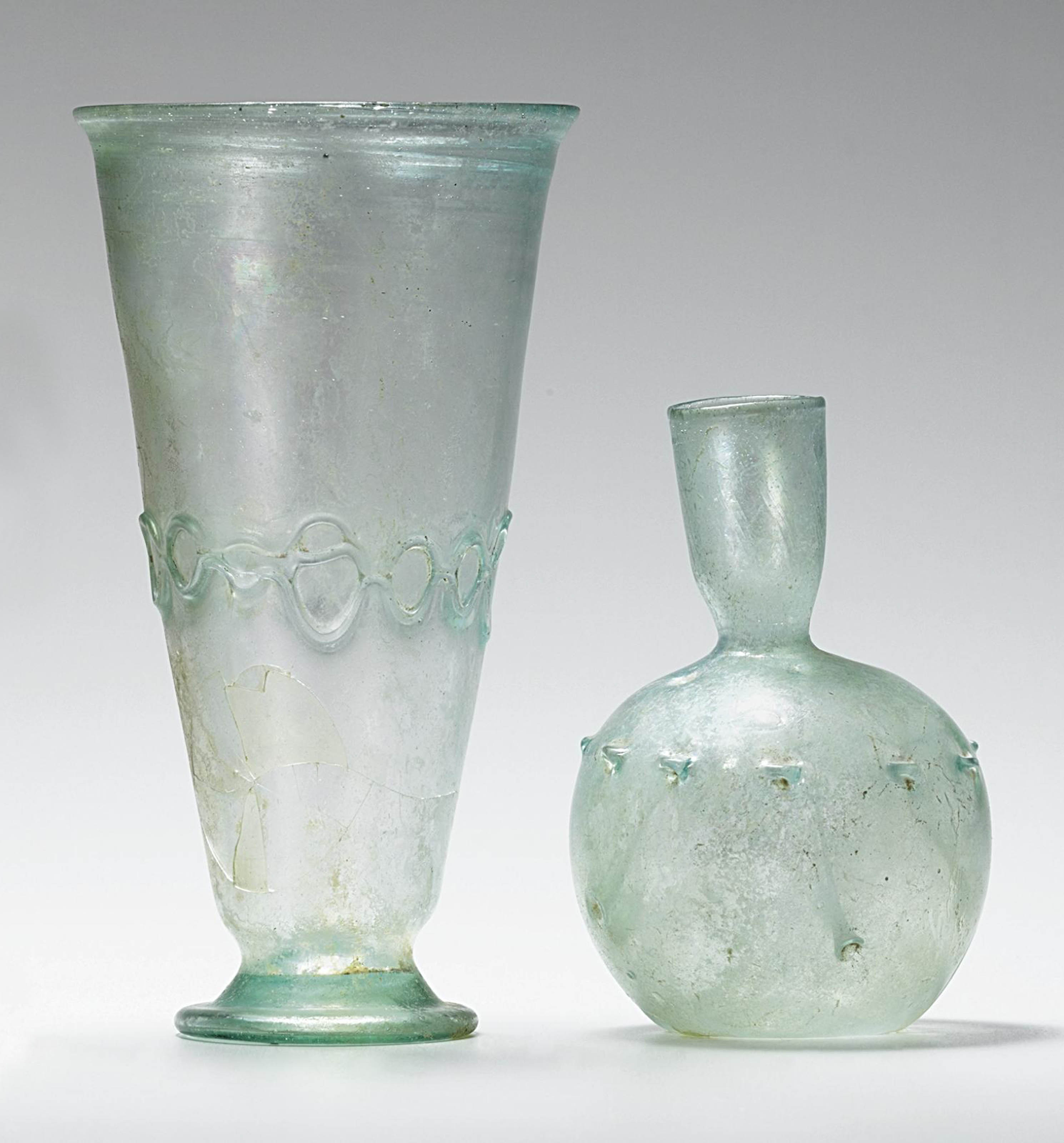 TWO BYZANTINE GLASS VESSELS