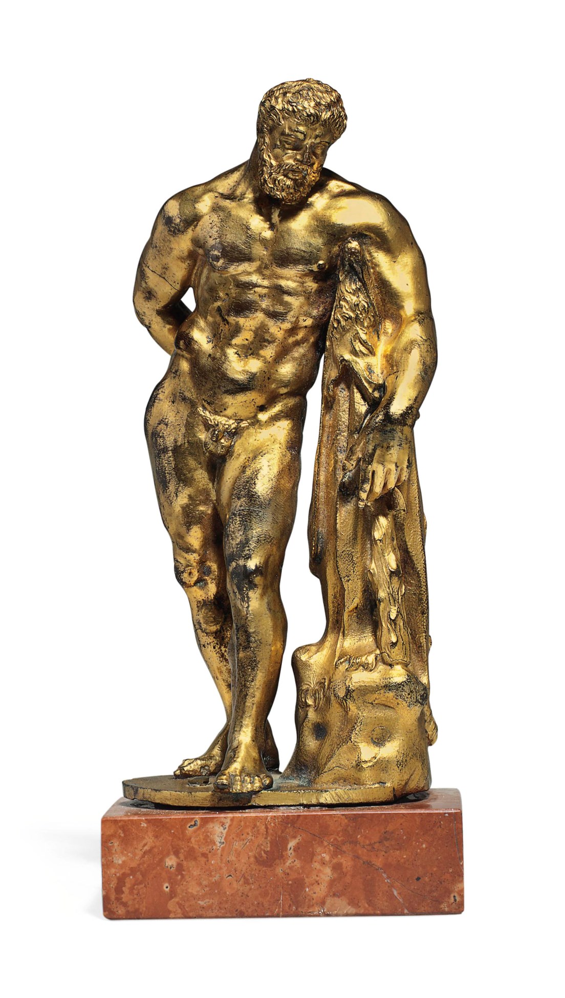 A GILT-BRONZE FIGURE OF THE FARNESE HERCULES , AFTER THE ANTIQUE, NORTH ...