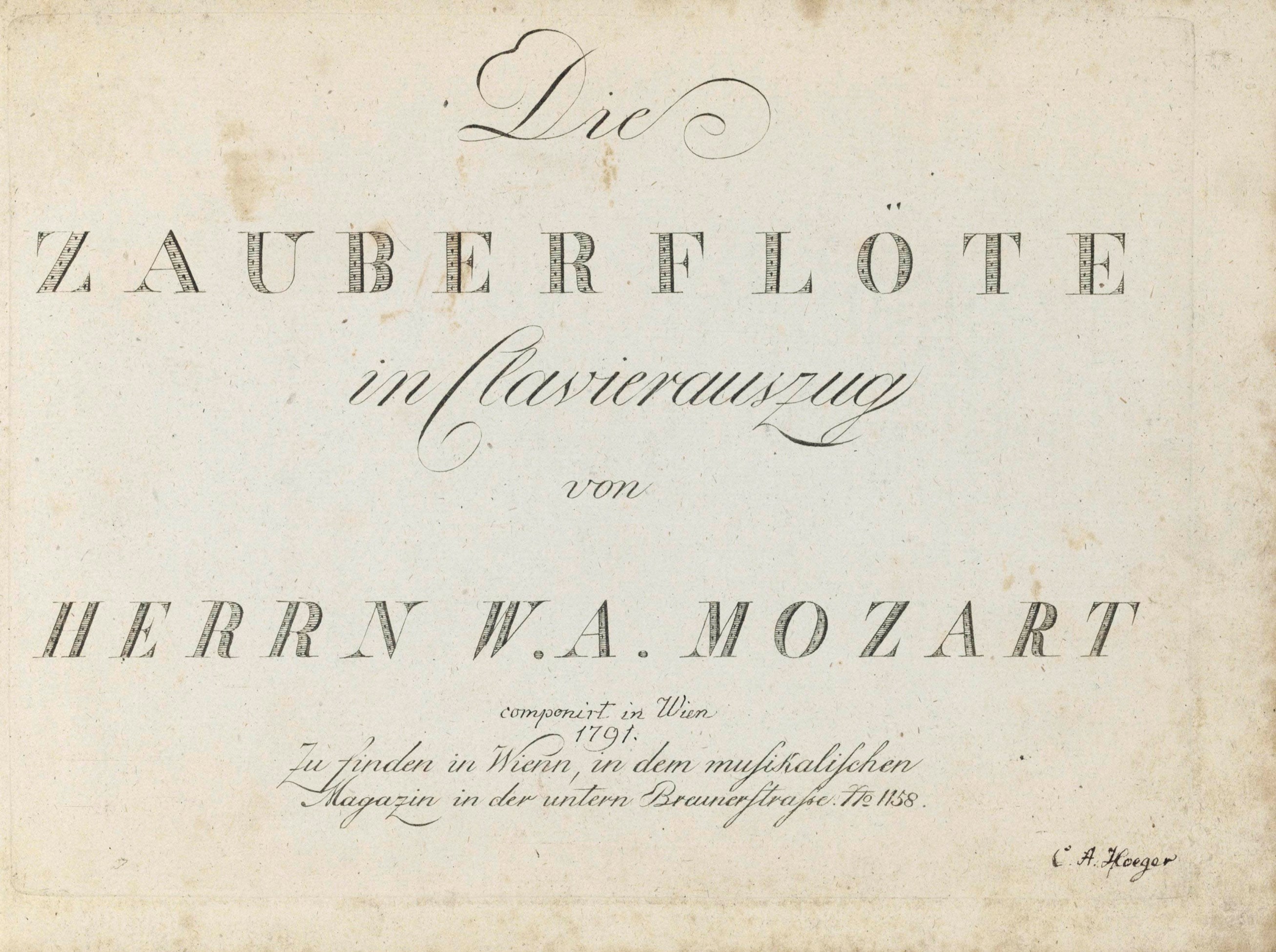 MOZART, Wolfgang Amadeus (1756-1791). Die Zauberflote [The Magic Flute ...