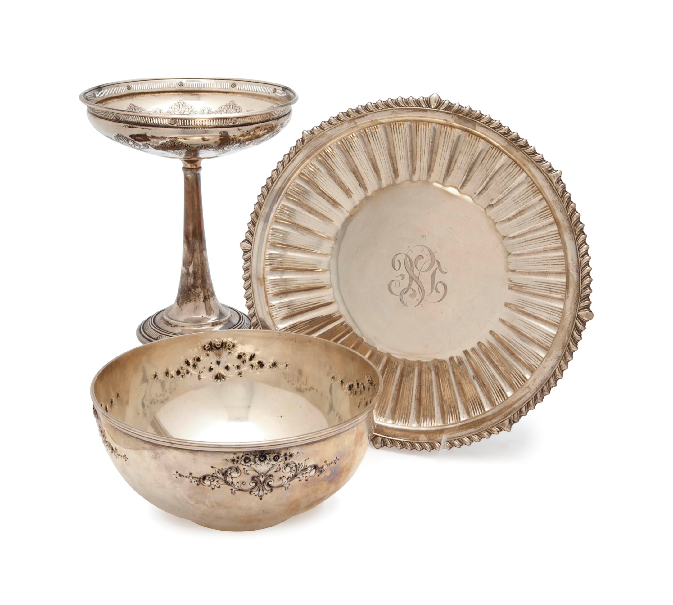 THREE AMERICAN SILVER SERVING PIECES, , VARIOUSLY MARKED, 20TH CENTURY ...