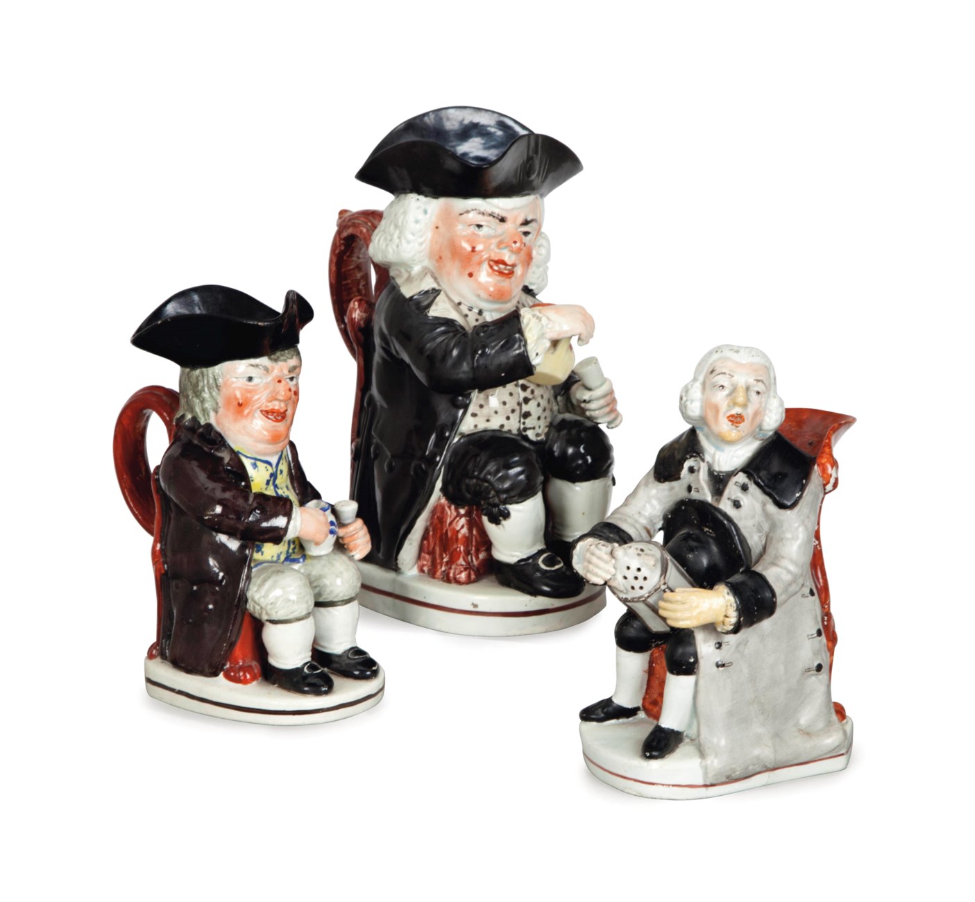 THREE STAFFORDSHIRE TOBY JUGS,