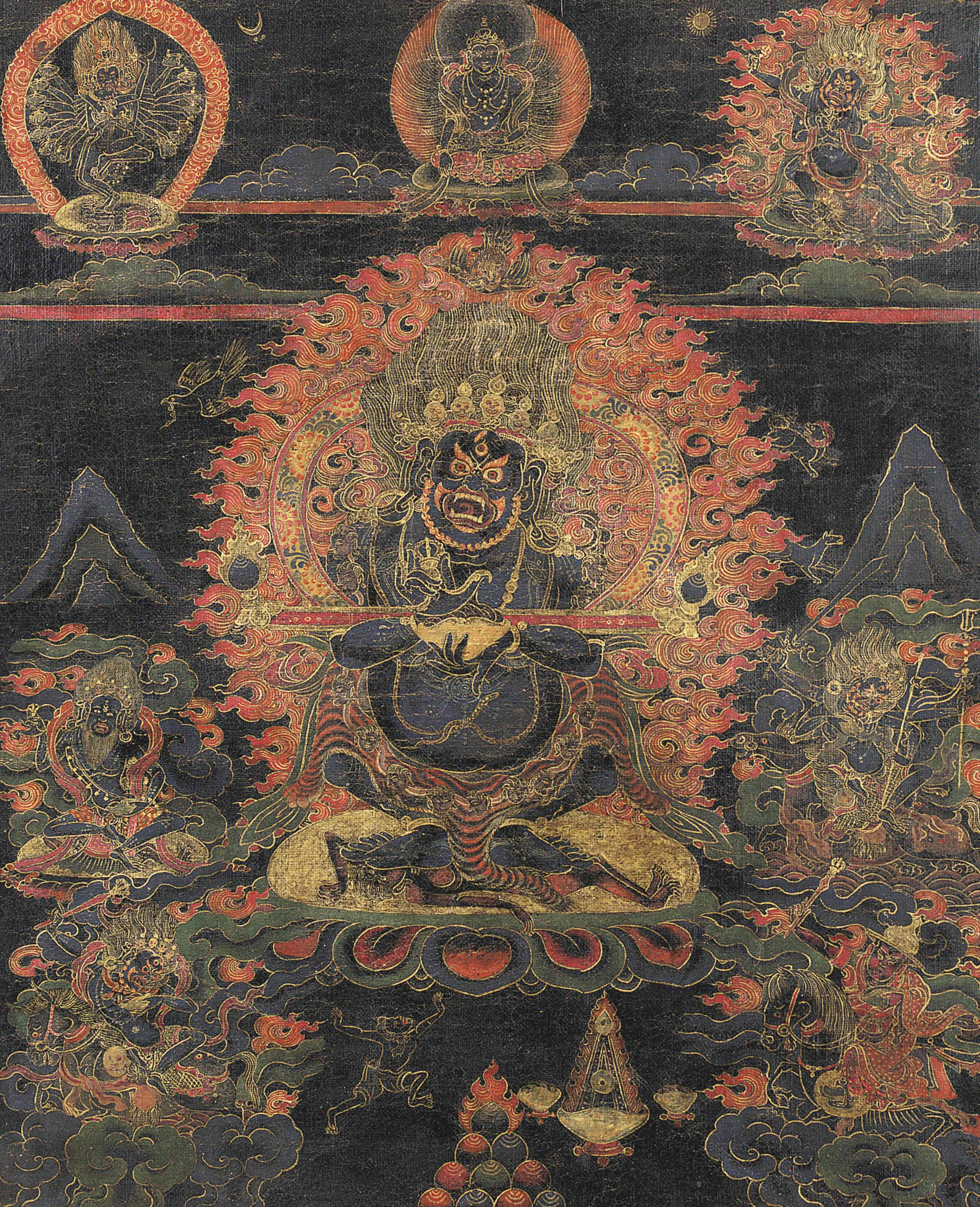 A black ground thangka of Mahakala Panjarnata , TIBET, 18TH CENTURY ...