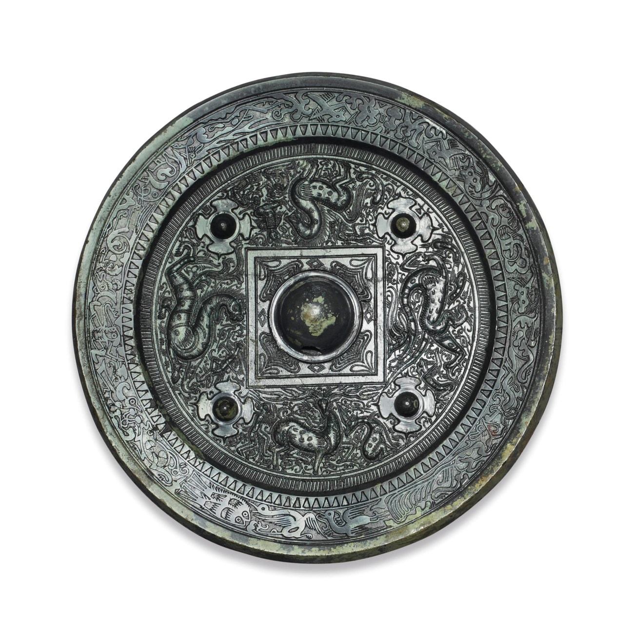 A BRONZE MIRROR , EASTERN HAN DYNASTY (AD 25-220) | Christie's