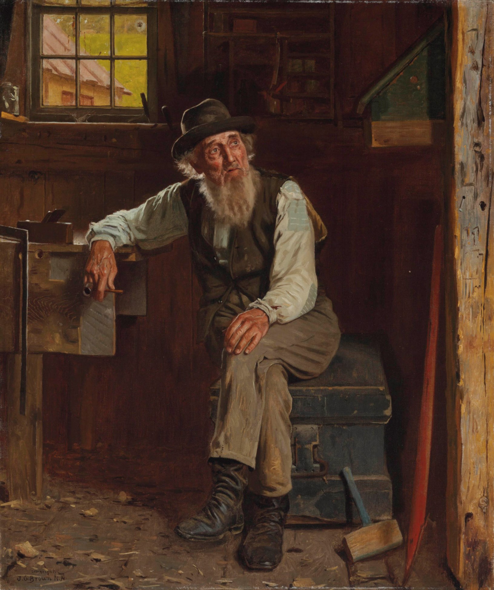John George Brown (1831-1913) , Living in the Past | Christie's