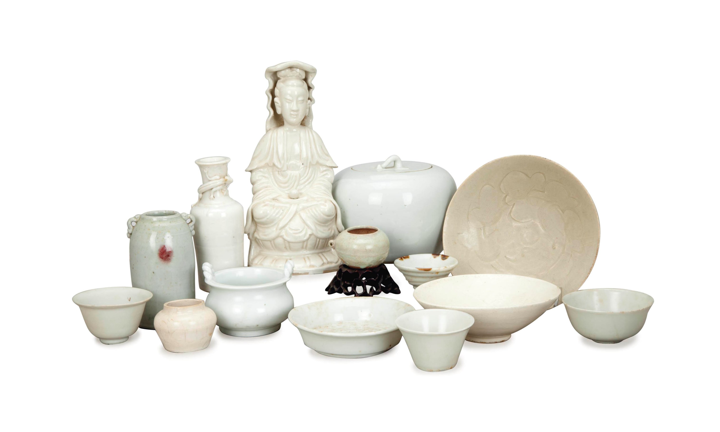 A GROUP OF CHINESE WHITE-GLAZED WARE, , 19TH CENTURY AND LATER ...
