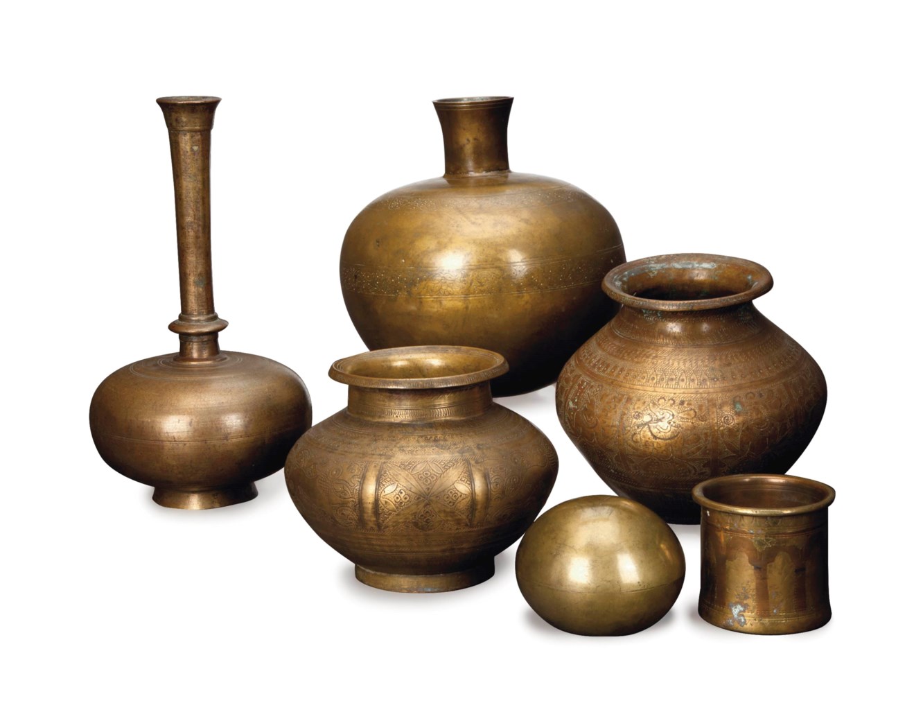 A GROUP OF INDIAN METALWARE OBJECTS AND VESSELS, , 19TH/20TH CENTURY ...