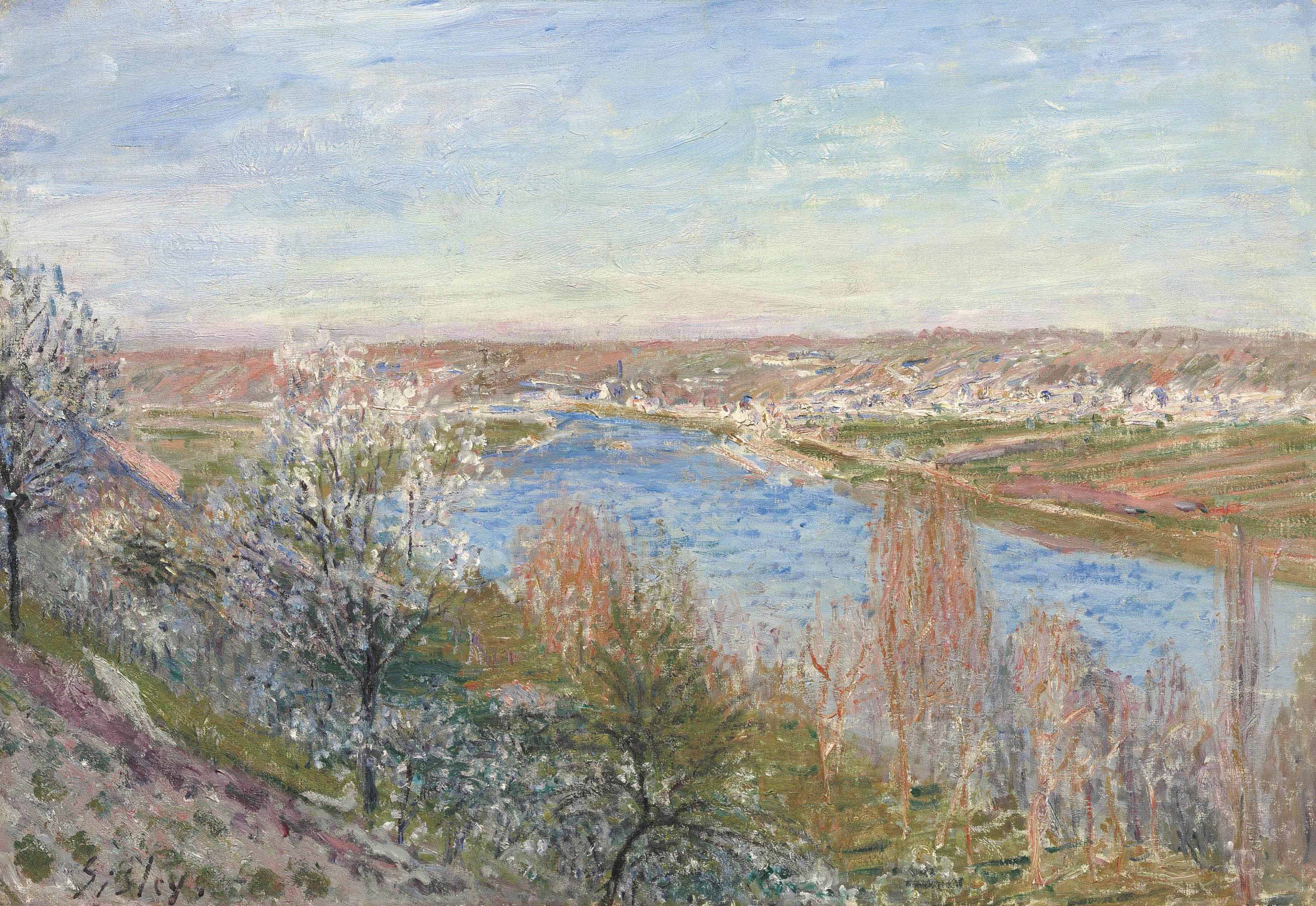 Alfred Sisley (1839-1899) , Le village de Champagne au coucher du ...