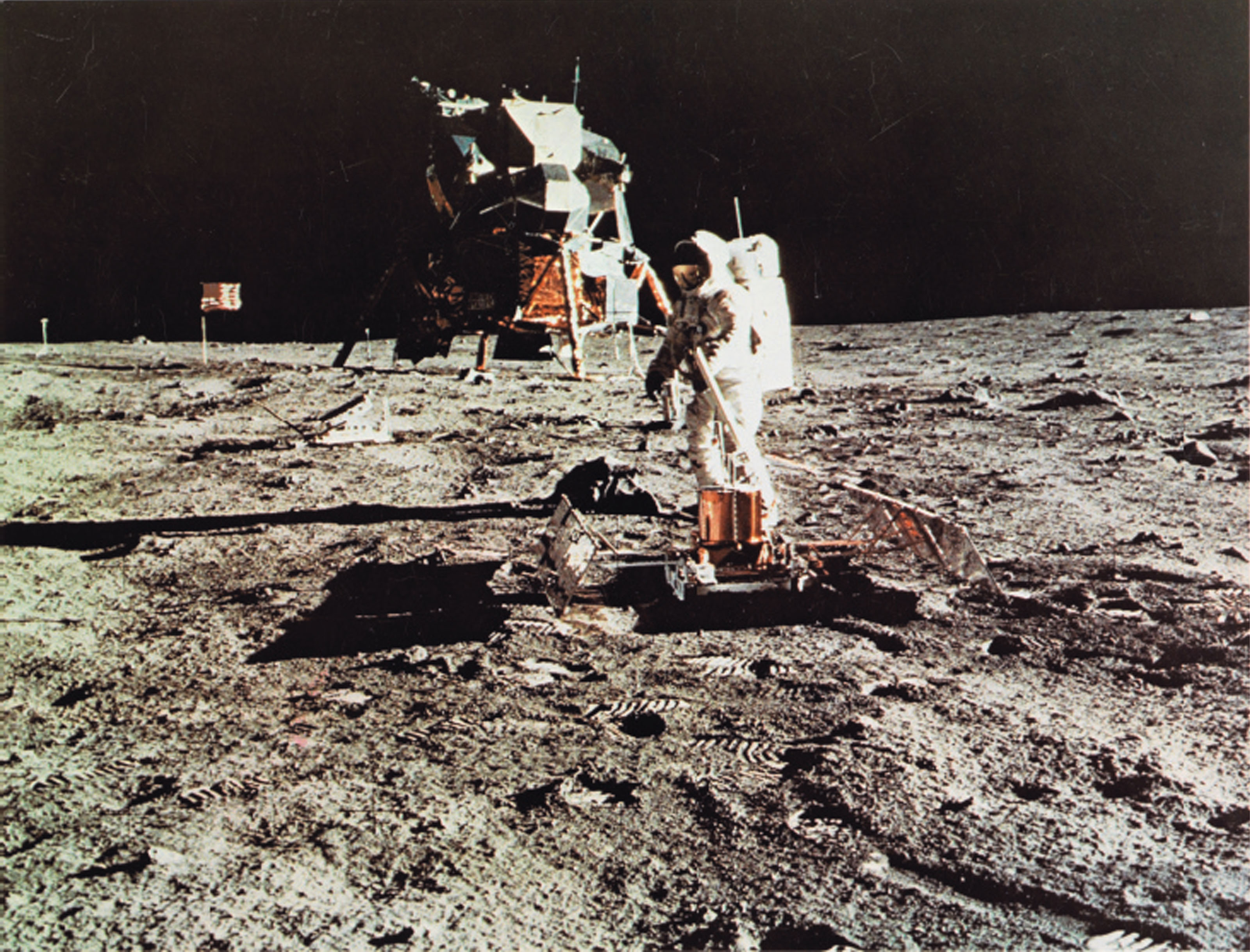 NASA , Apollo 11 Mission, Armstrong on Moon Surface with Lunar Capsule ...