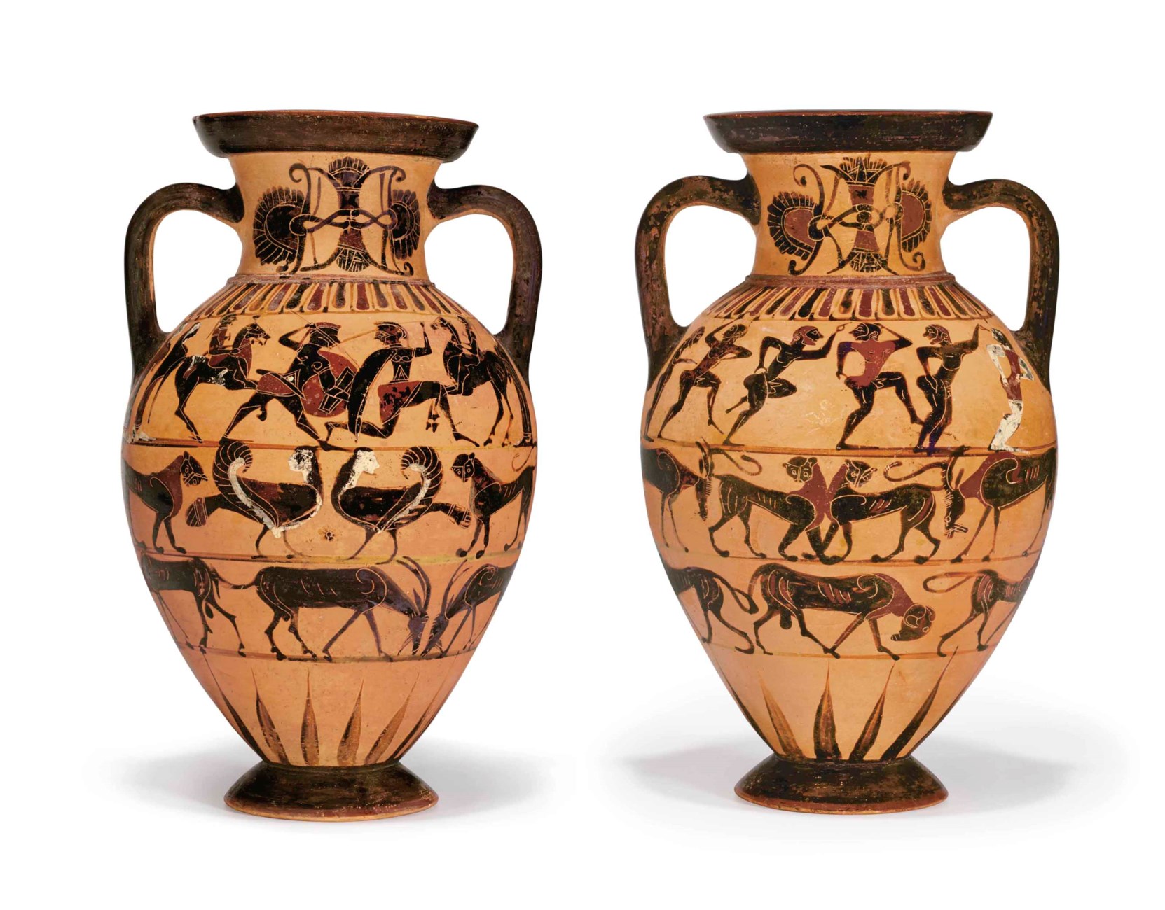 AN ATTIC BLACK-FIGURED TYRRHENIAN NECK-AMPHORA , ATTRIBUTED TO THE ...