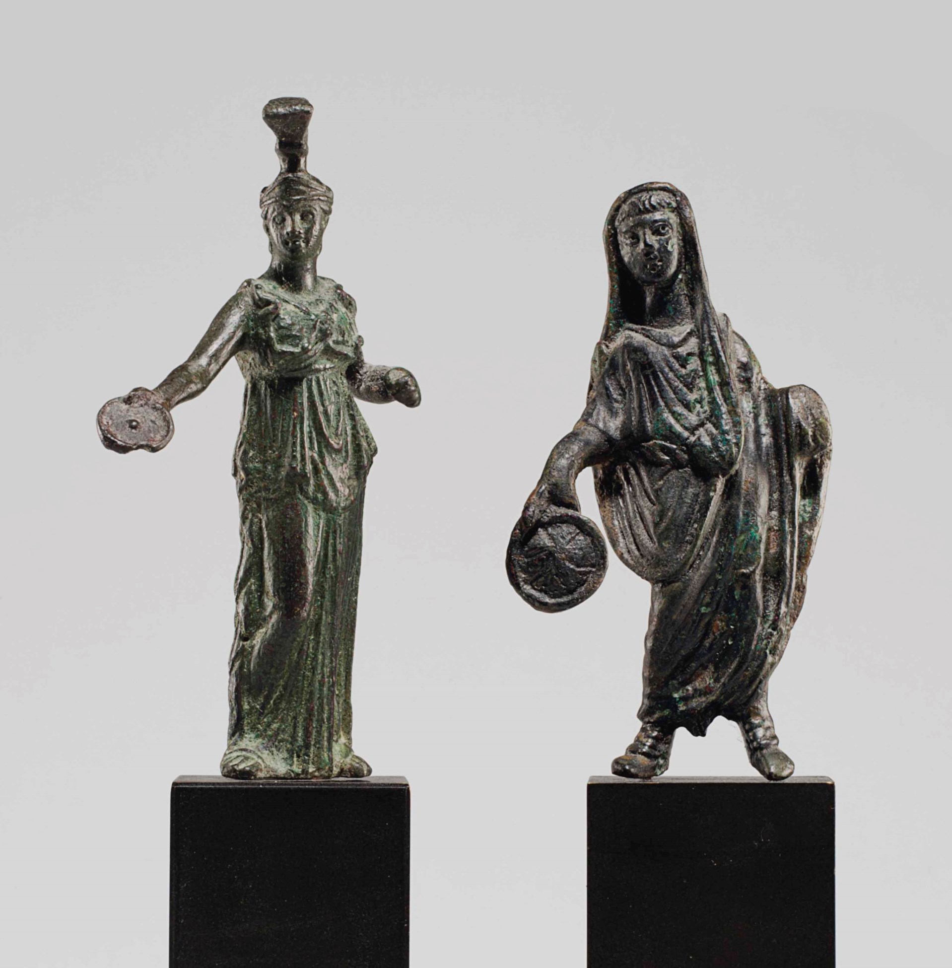 TWO ROMAN BRONZE FIGURES