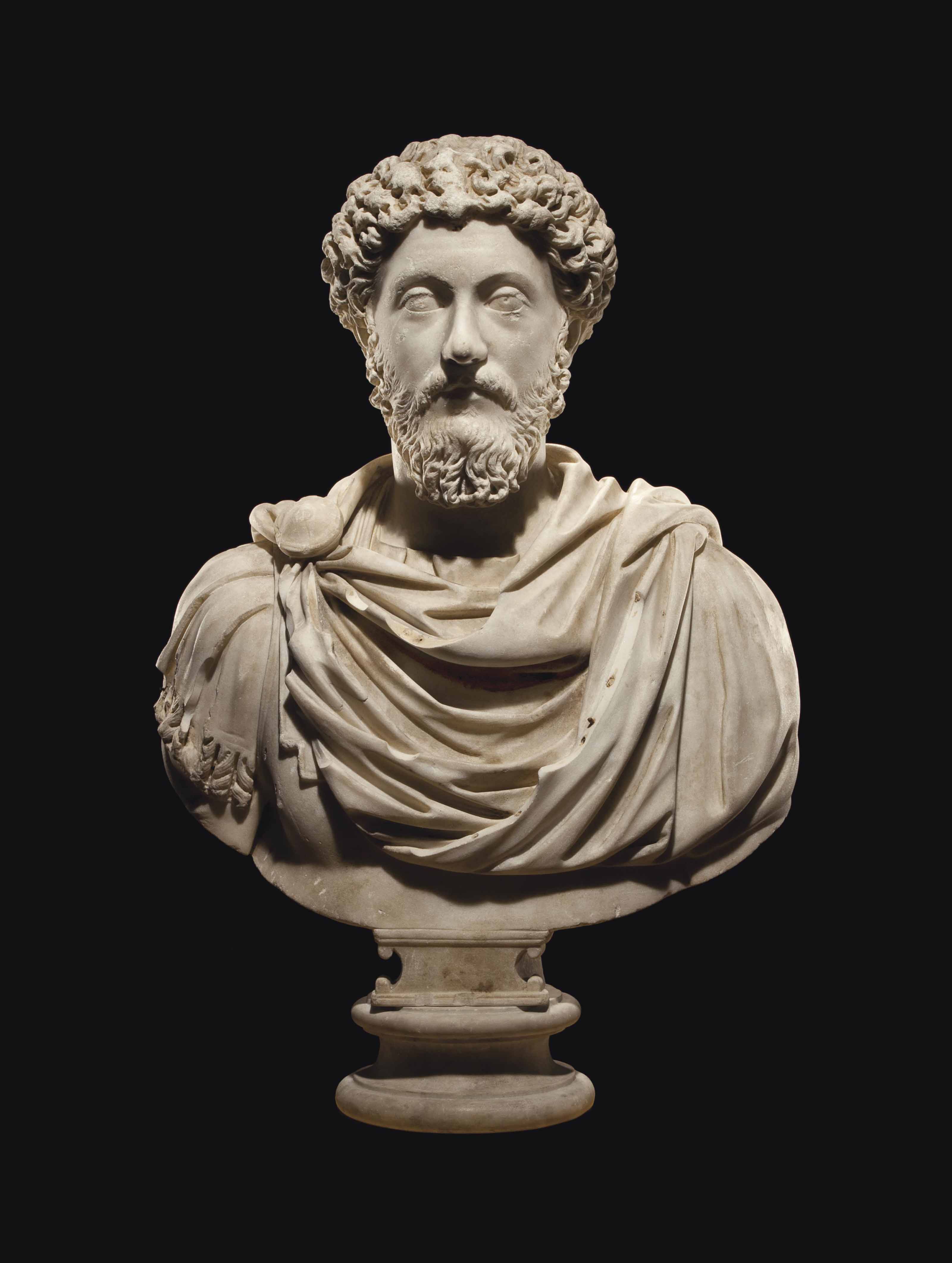 A ROMAN MARBLE PORTRAIT BUST OF THE EMPEROR MARCUS AURELIUS , CIRCA 170 ...