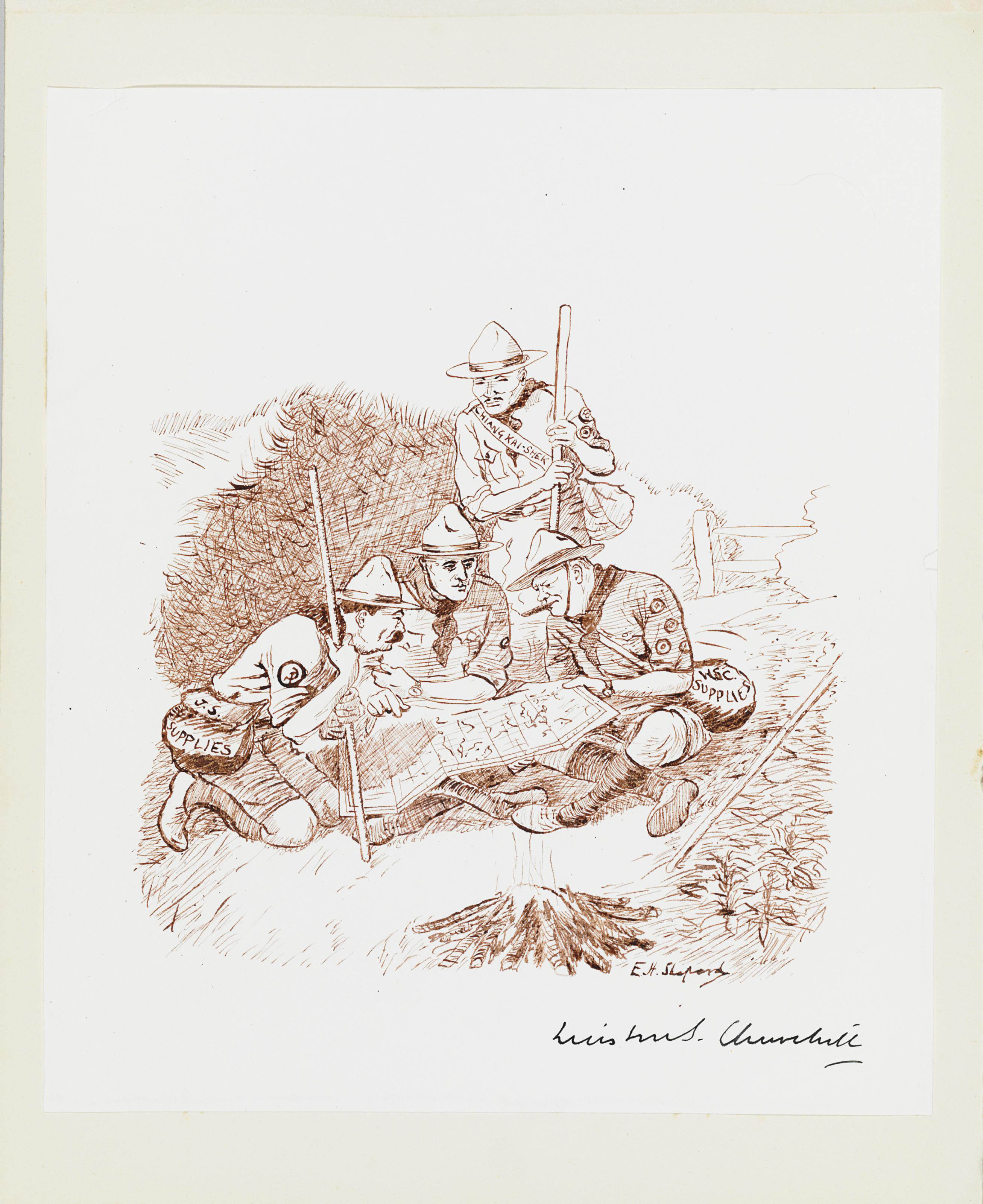 CHURCHILL, Winston S. and SHEPARD, Ernest H. (1879-1976). Pen and ink ...