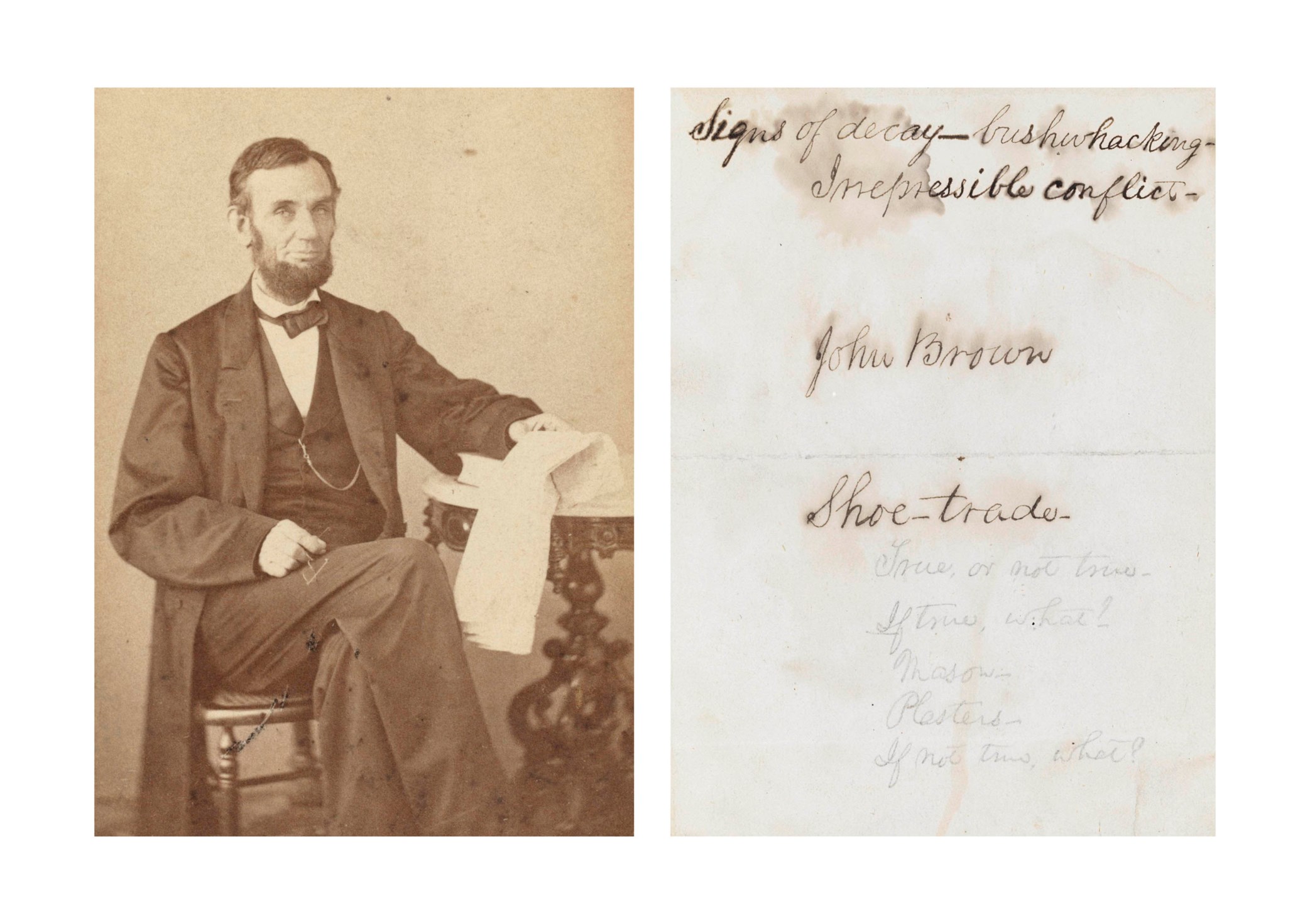 LINCOLN, Abraham (1809-1865), President. Autograph speech notes ...