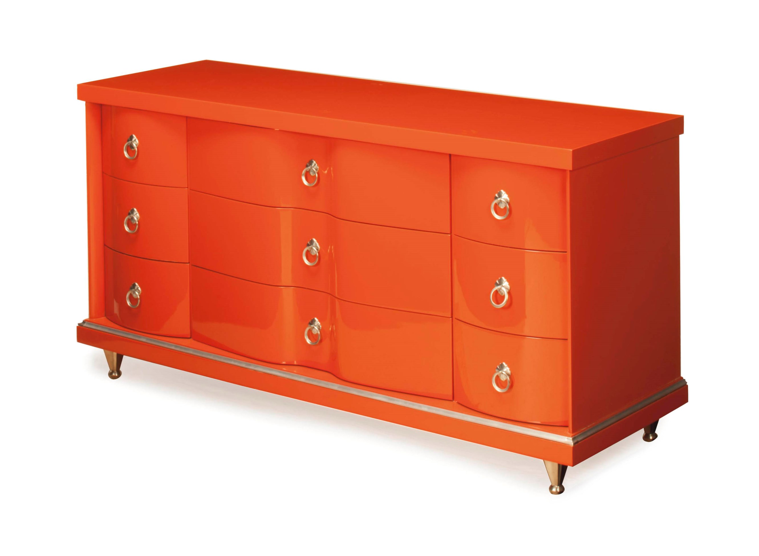 A CONTEMPORARY ORANGE LACQUER CONSOLE CABINET, , LATE 20TH CENTURY ...