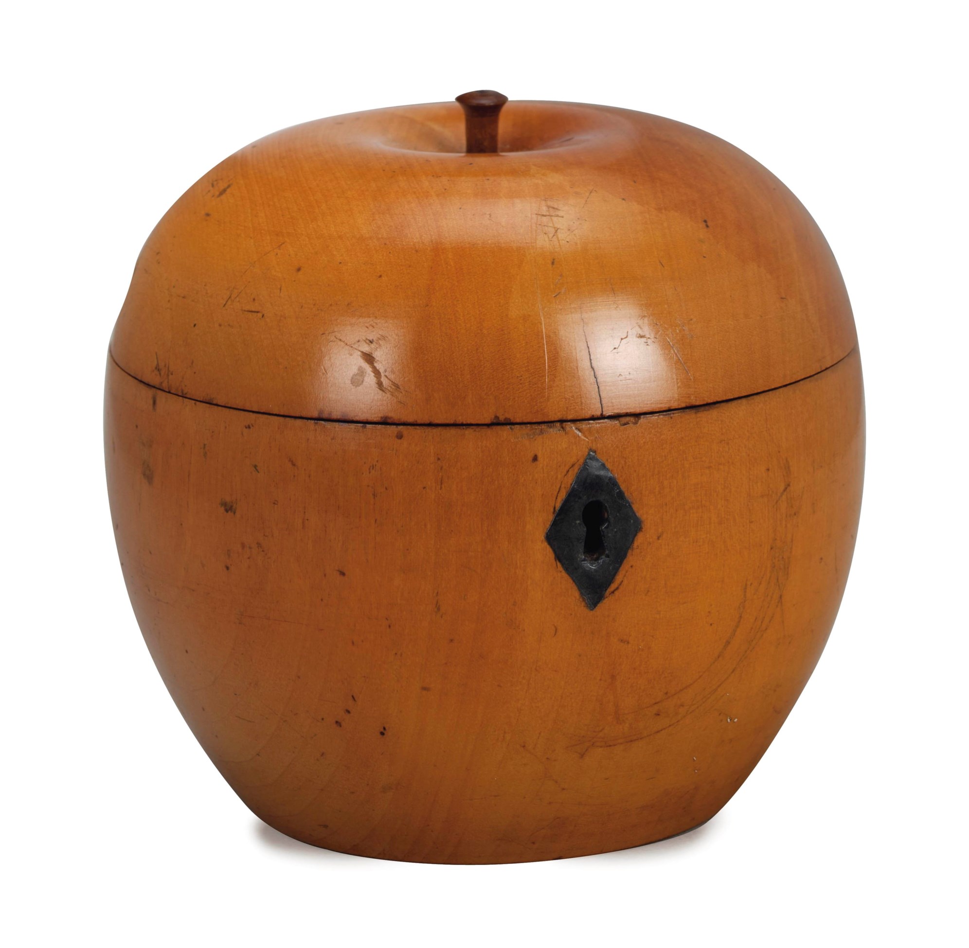A GEORGE III FRUITWOOD APPLE-FORM TEA CADDY, , LATE 18TH/EARLY 19TH ...