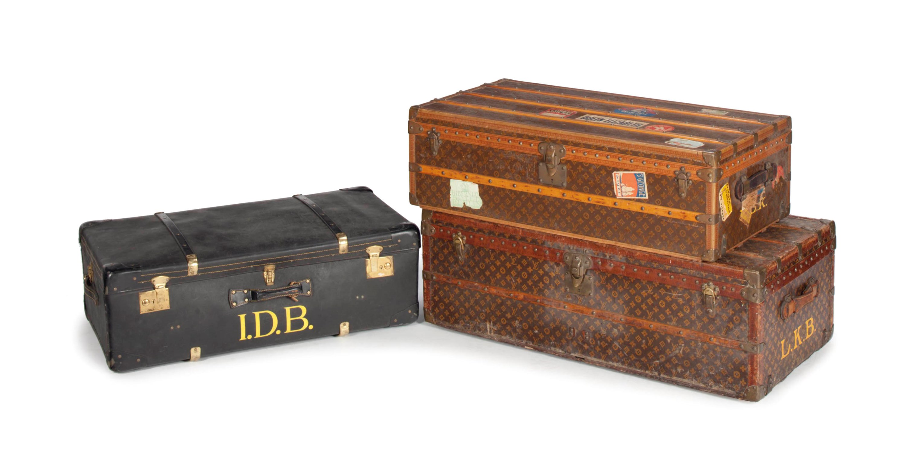 TWO LOUIS VUITTON MONOGRAMMED CANVAS TRUNKS, , EARLY 20TH CENTURY ...