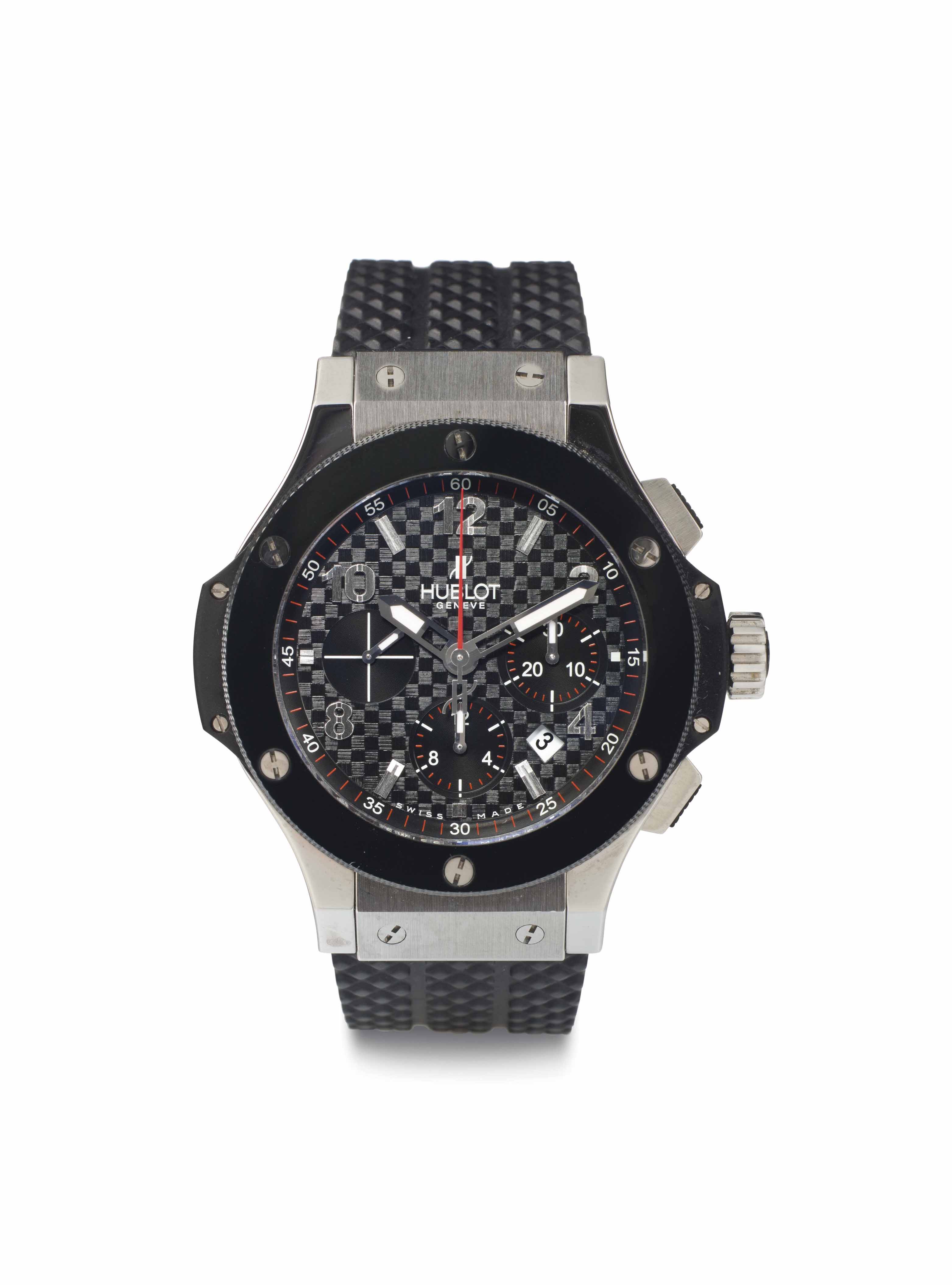 Hublot. A Black Ceramic and Stainless Steel Chronograph Wristwatch with ...