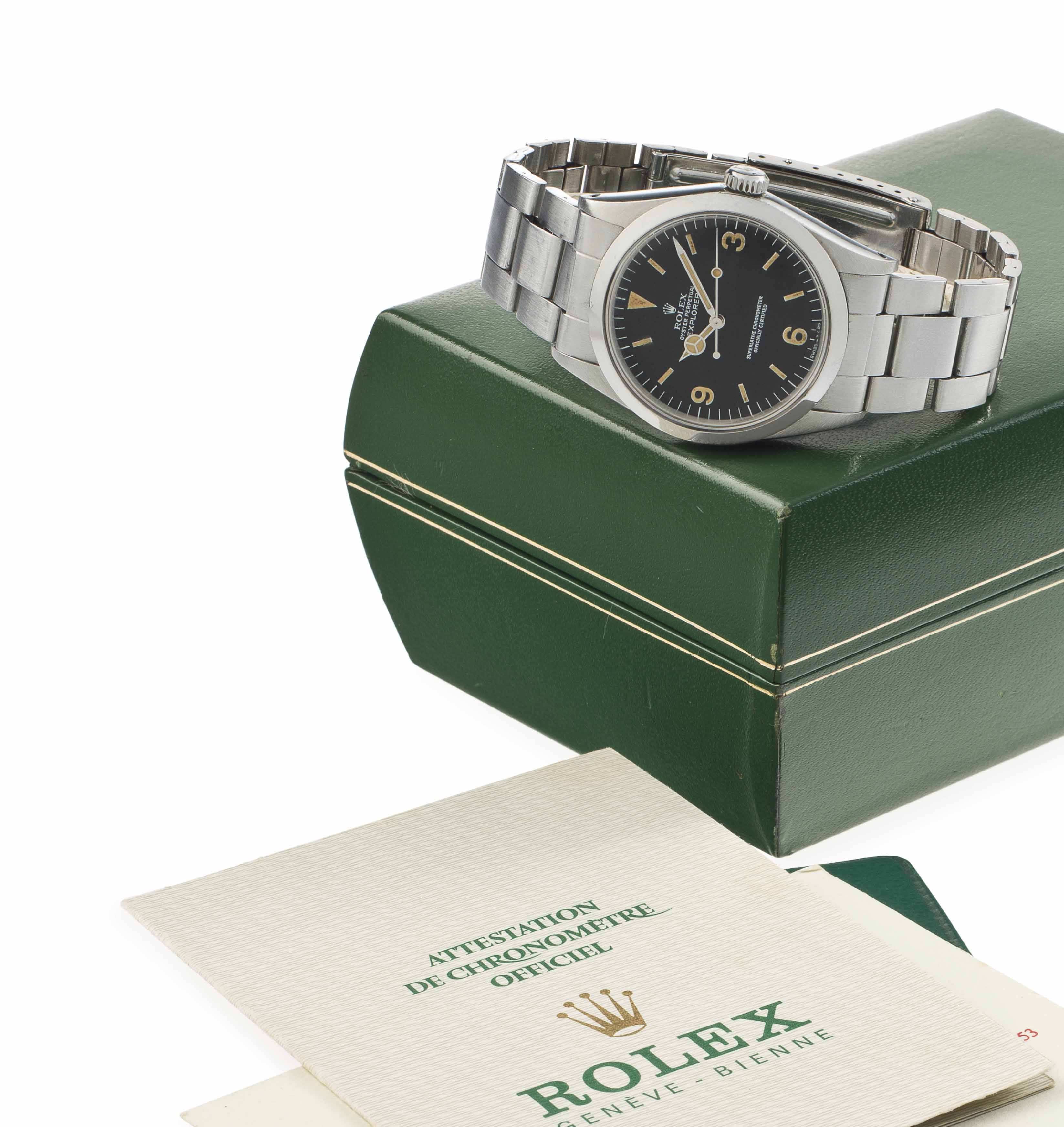 Rolex. A Rare Stainless Steel Automatic Wristwatch with Center Seconds ...