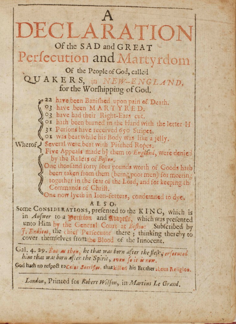 [QUAKERS]. -- BURROUGH, Edward (1634-1663). A Declaration of the Sad ...