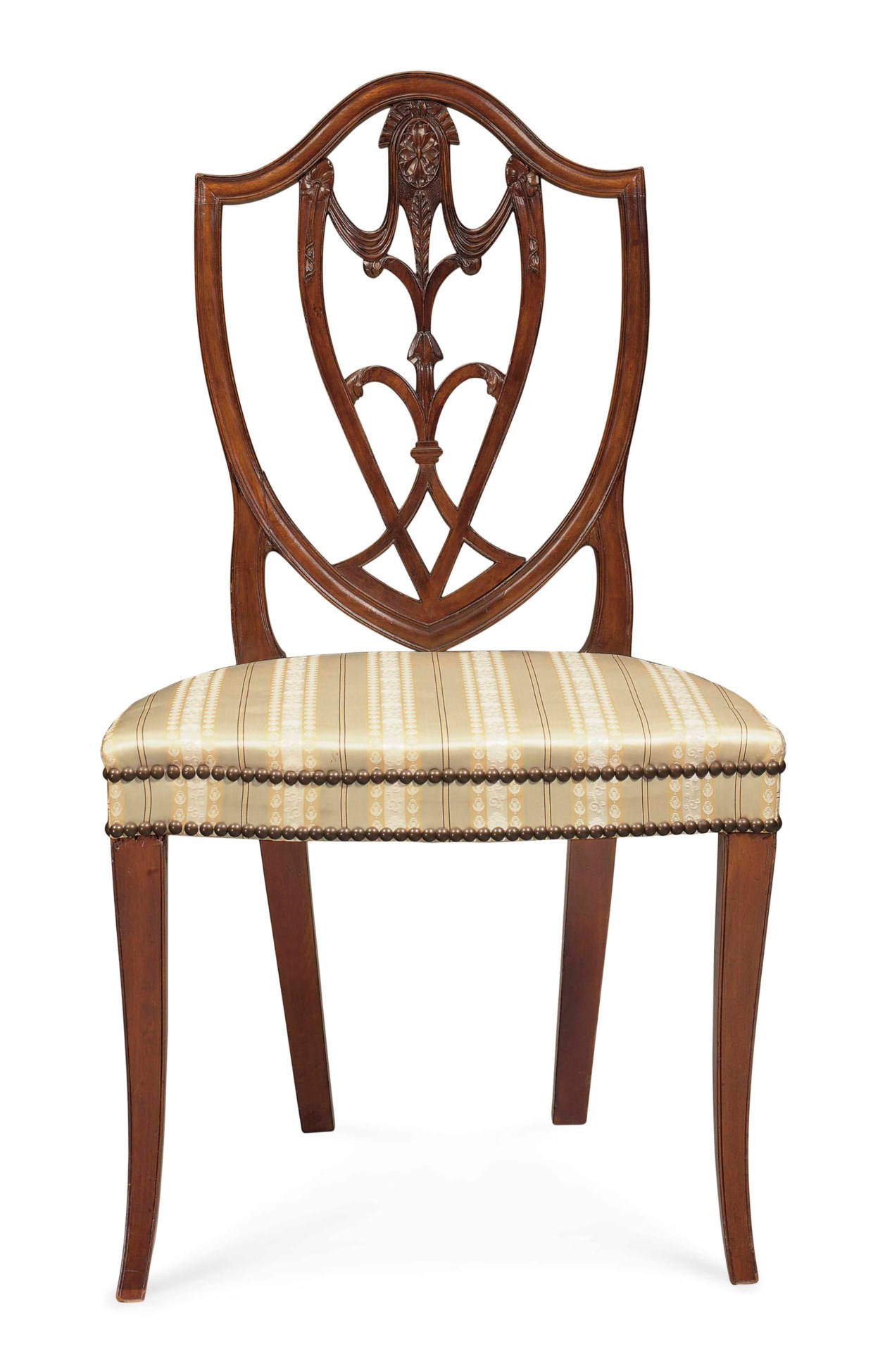 A FEDERAL CARVED MAHOGANY SIDE CHAIR , LABELED BY JOHN TOWNSEND (1733 ...