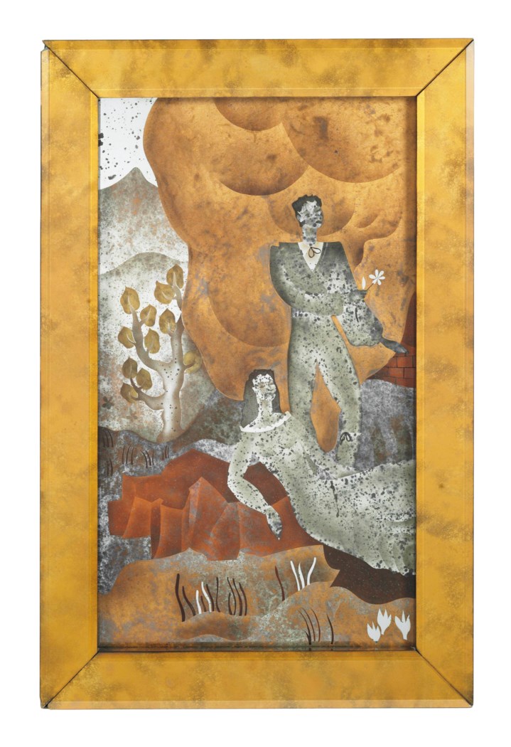 PAULE AND MAX (1908-1969) INGRAND , 'SCÈNE CHAMPÊTRE' A VERRE-EGLOMISÉ ...