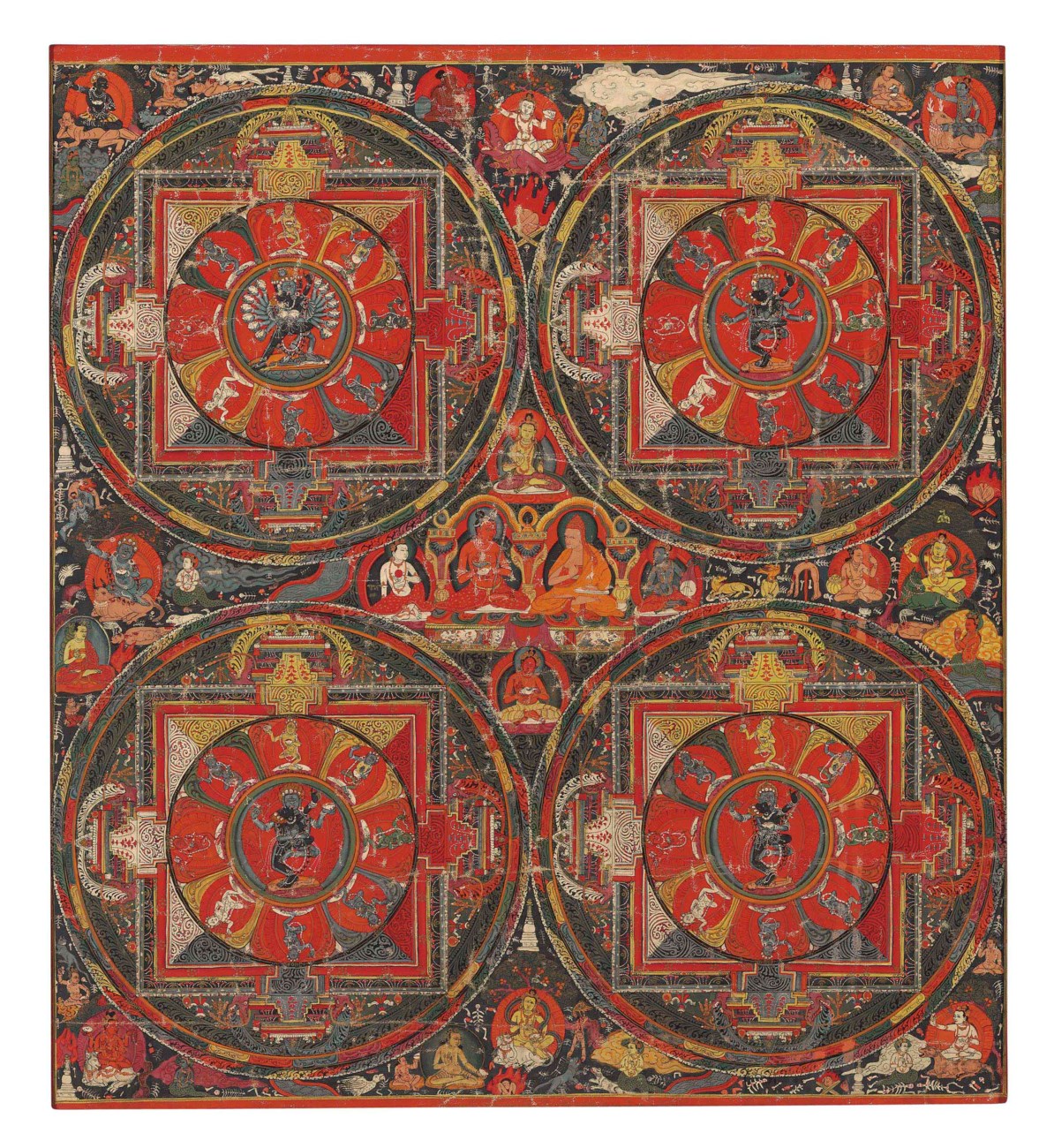 A Thangka of Four Mandalas of Hevajra