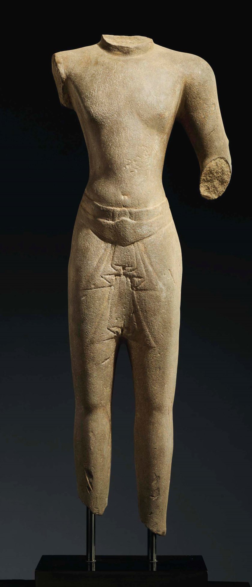 A sandstone torso of Vishnu , KHMER, PRE-ANGKOR PERIOD, 9TH CENTURY ...