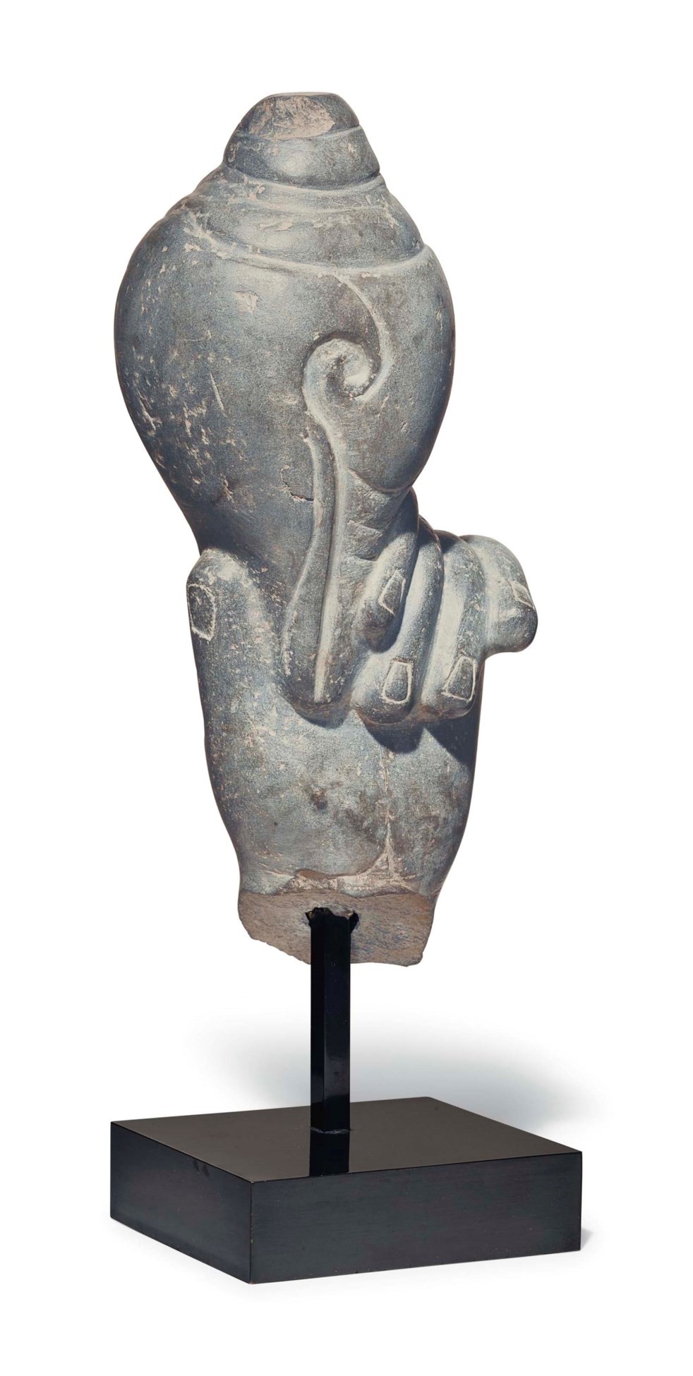 Sandstone hand of Vishnu holding a conch shell