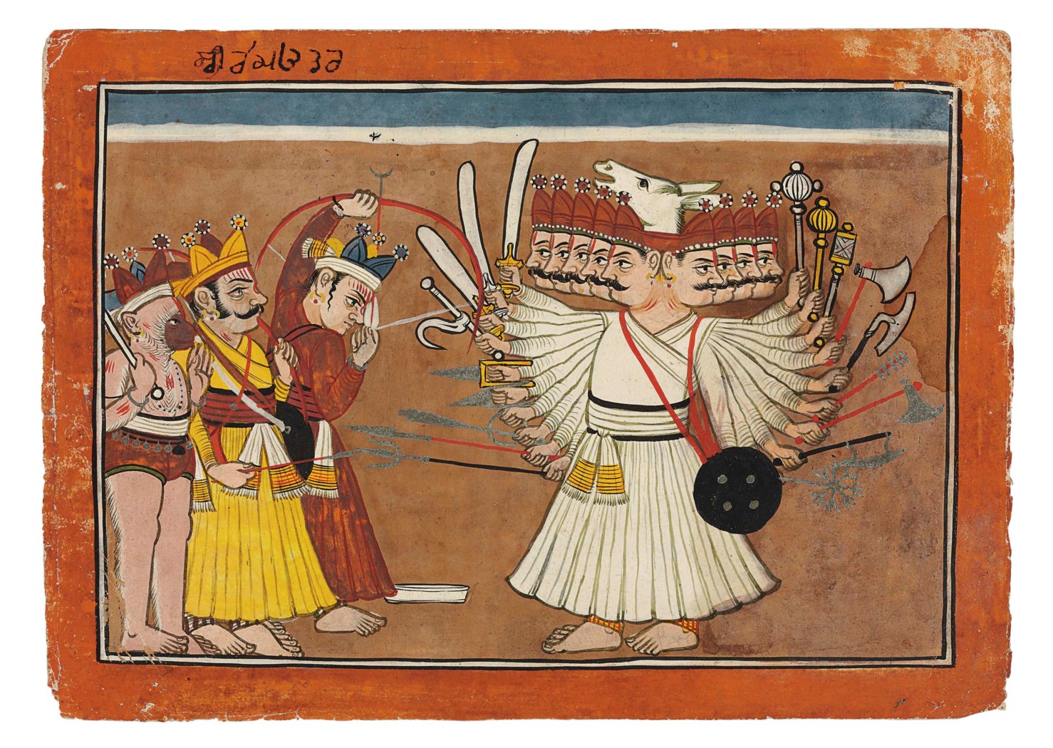 AN ILLUSTRATION FROM THE RAMAYANA: RAMA BATTLES RAVANA