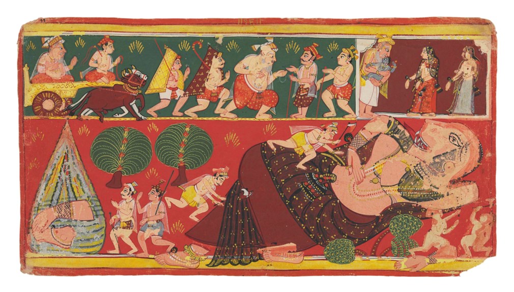 A FOLIO FROM THE BHAGAVATA PURANA: KRISHNA AND THE DEMONESS PUTANA ...