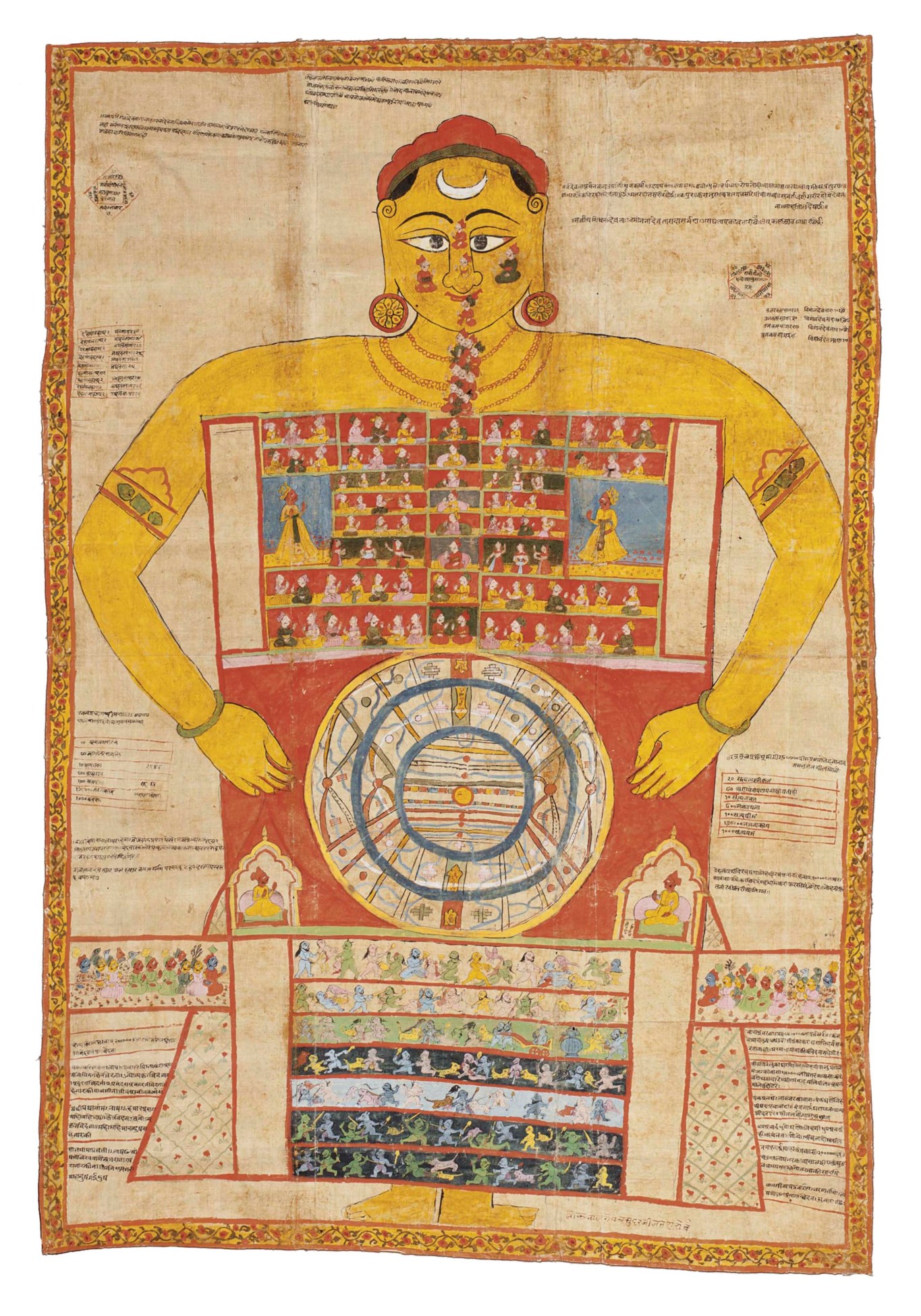 A large painting of a lokapurusha , INDIA, RAJASTHAN, 19TH CENTURY ...