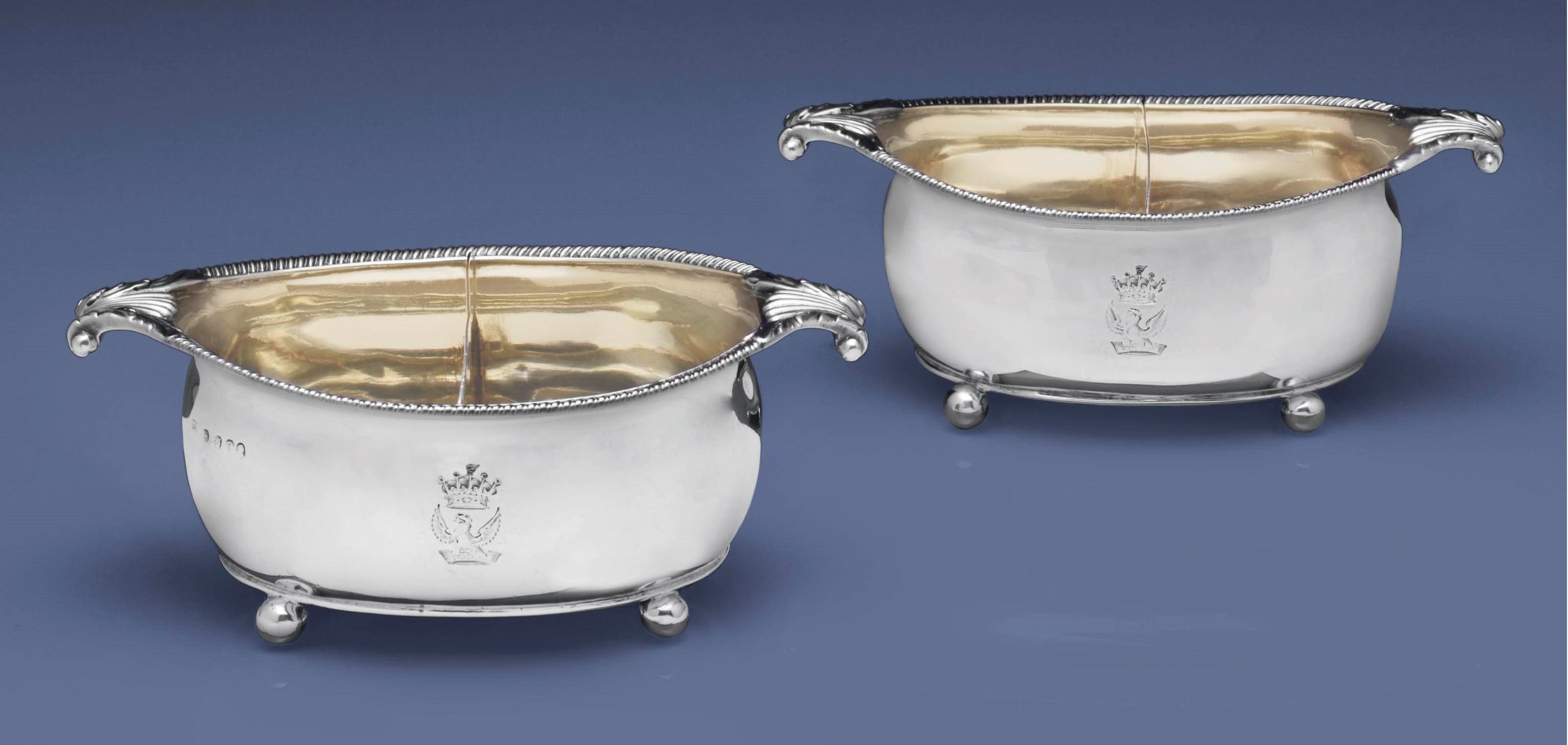 A PAIR OF GEORGE III SILVER SALT CELLARS