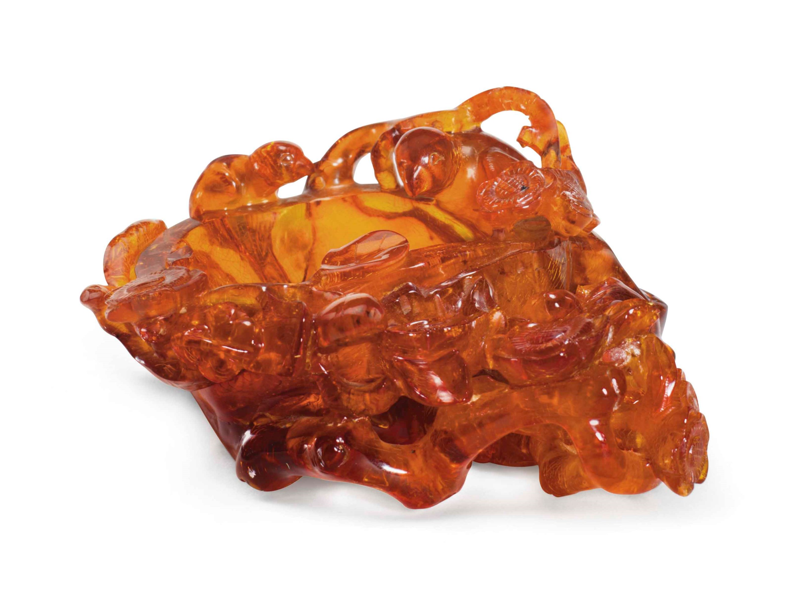 A RARE AMBER WATER POT