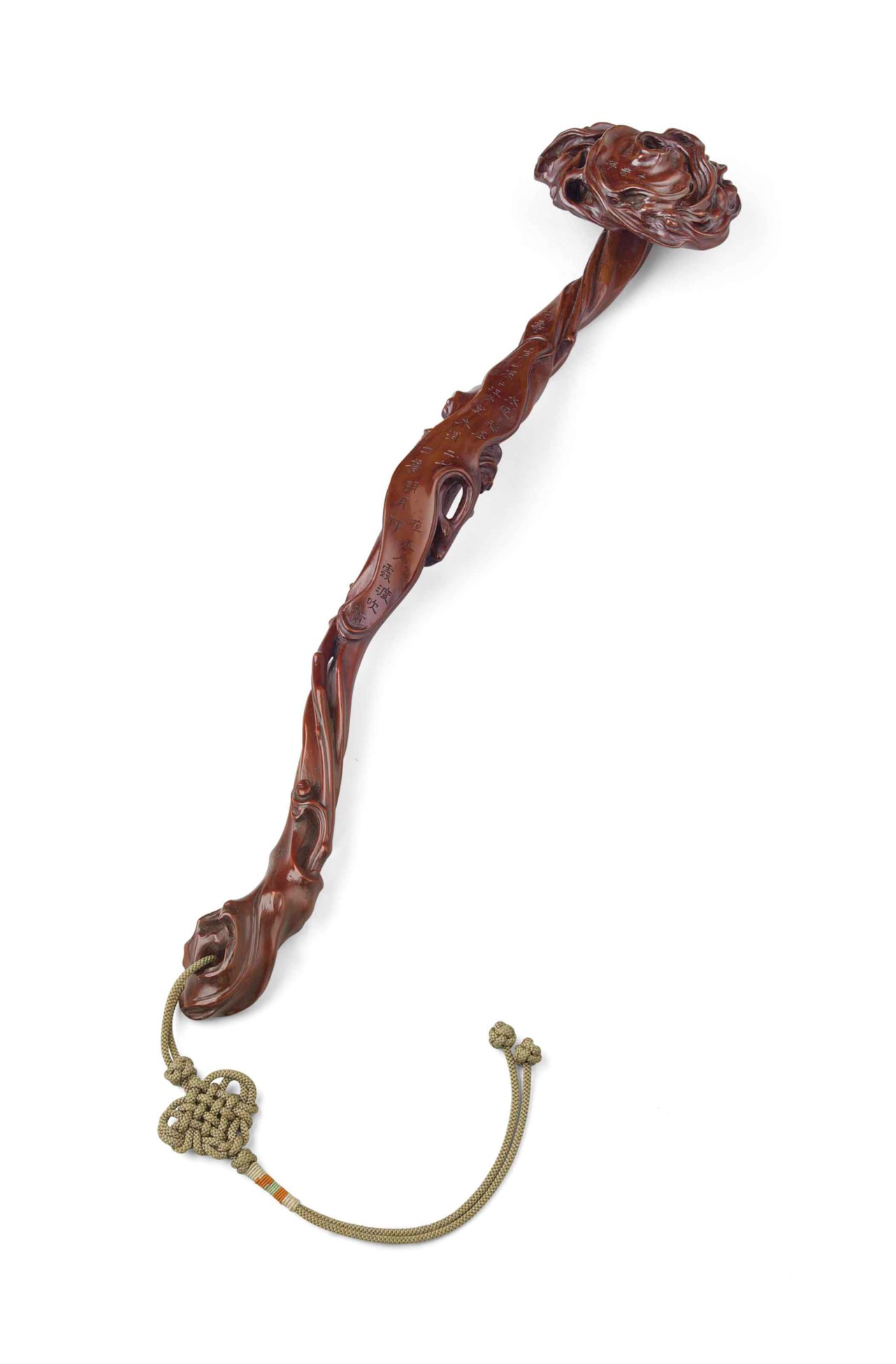 A RARE SIGNED AND DATED BOXWOOD RUYI SCEPTER