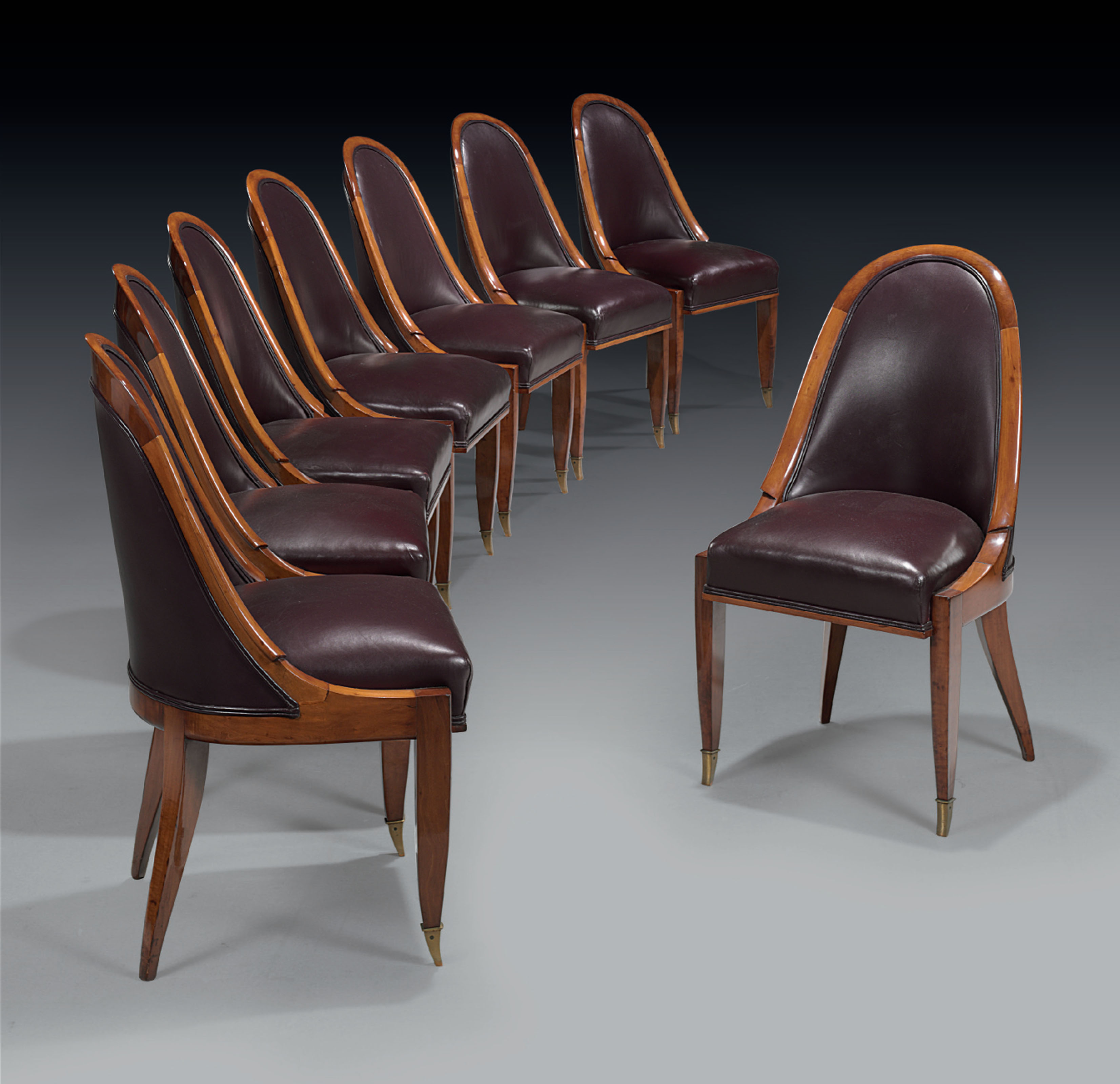 EMILE-JACQUES RUHLMANN (1879-1933) , A SET OF EIGHT 'CUILLERNIC' DINING ...