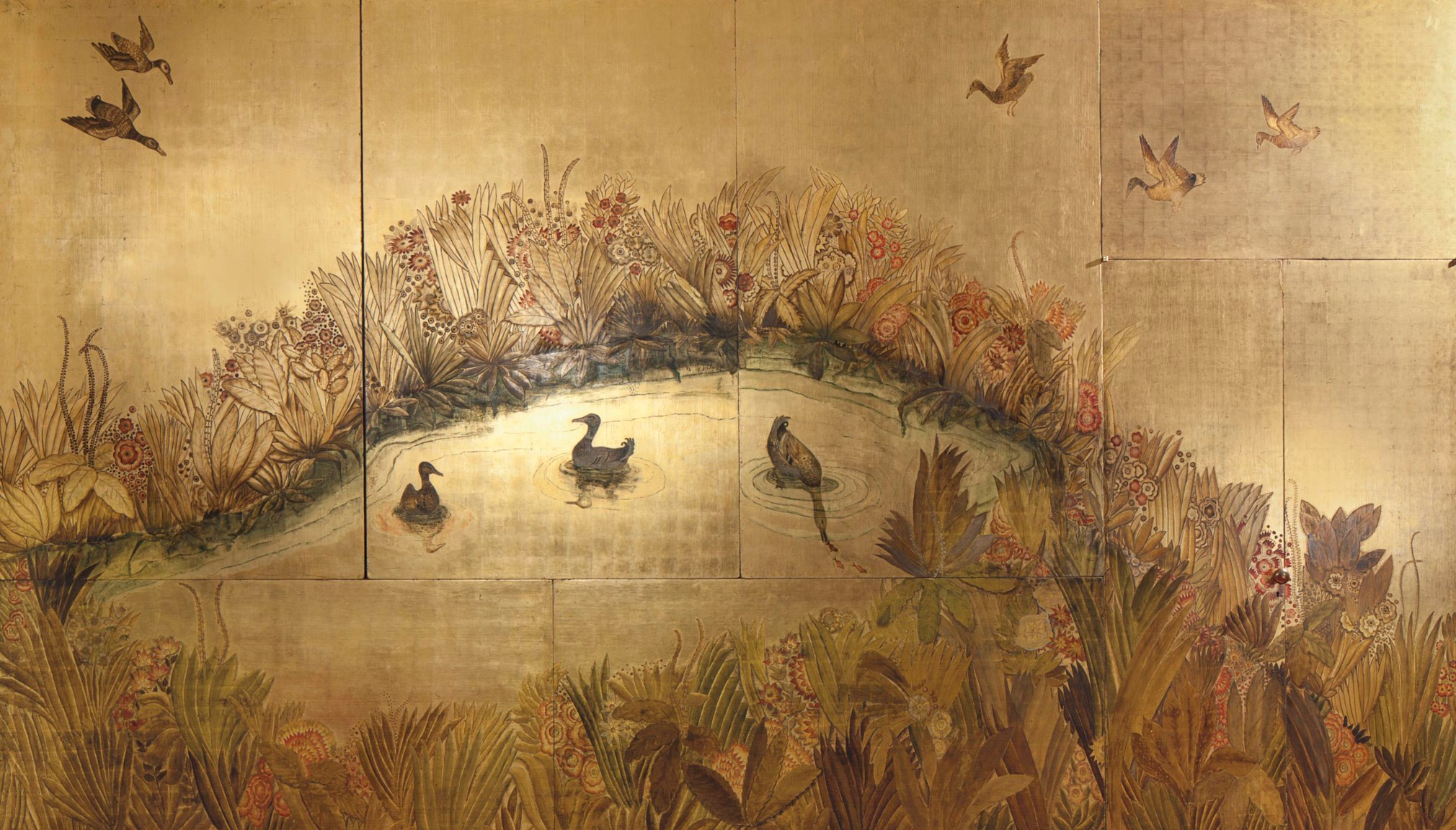 JEAN DUNAND (1877-1942) , 'DUCKS ON A POND' A SET OF WALL PANELS, 1929 ...