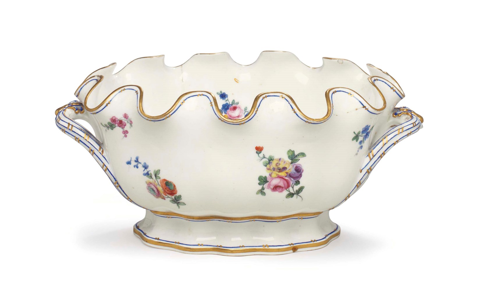 A SEVRES SHELL-SHAPE PORCELAIN MONTEITH (SEAU CRENELE) , BLUE ...