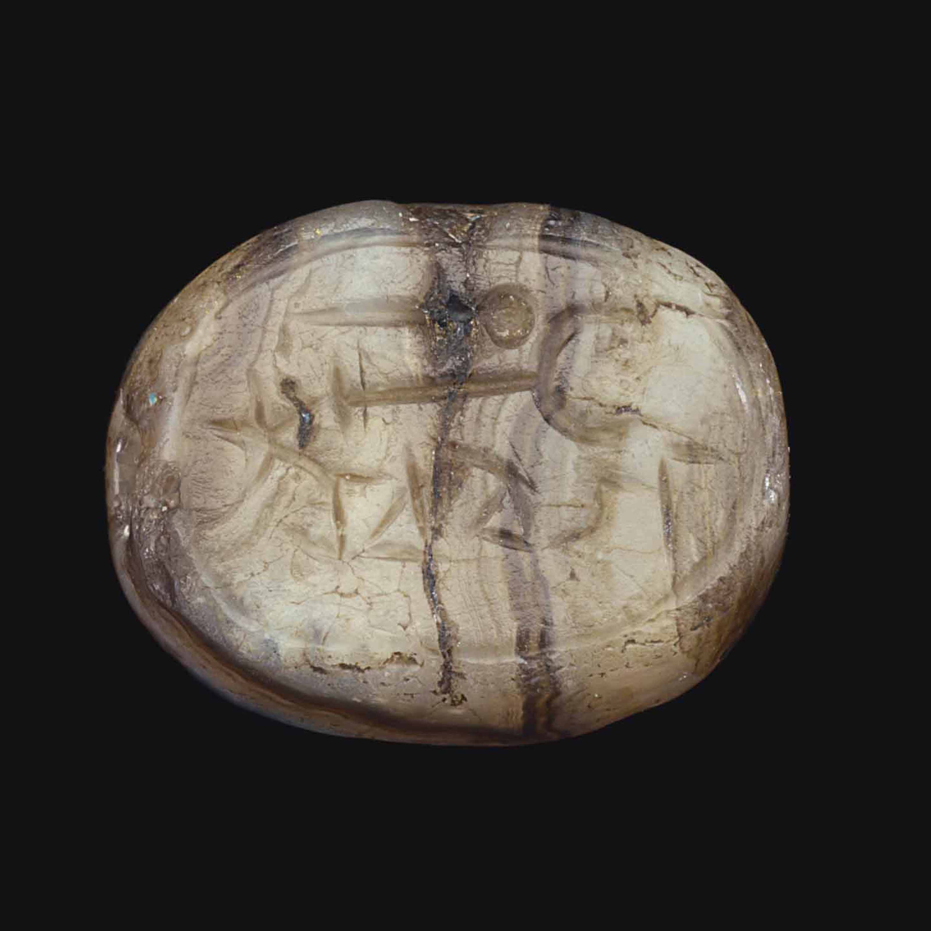 A WEST SEMITIC BANDED AGATE SCARABOID