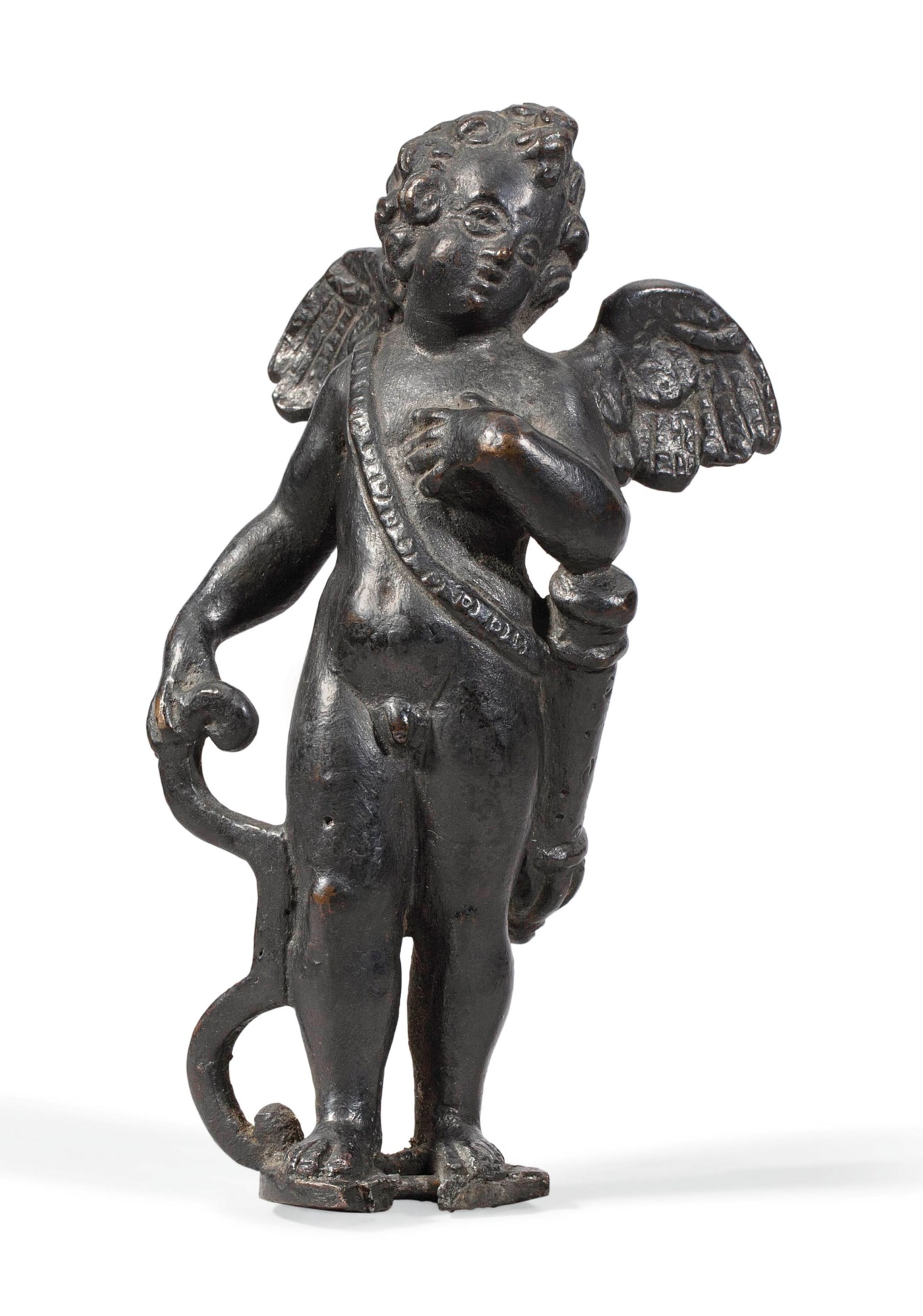 FIGURE EN BRONZE REPRESENTANT CUPIDON , ENTOURAGE DE NICCOLO ...