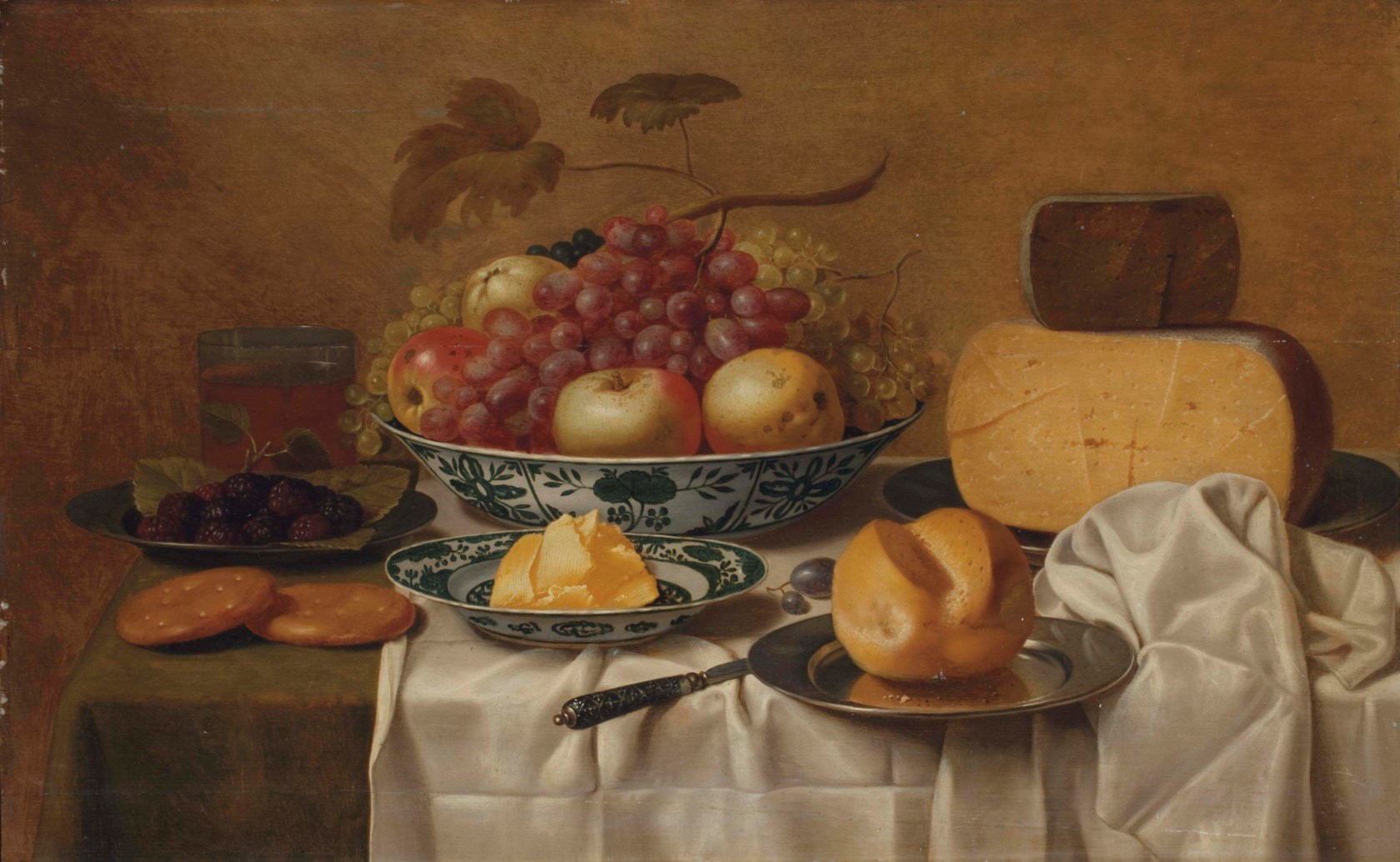 FLORIS VAN SCHOOTEN (c. 1580/88-1656 HAARLEM) , Pommes, raisins, mures ...