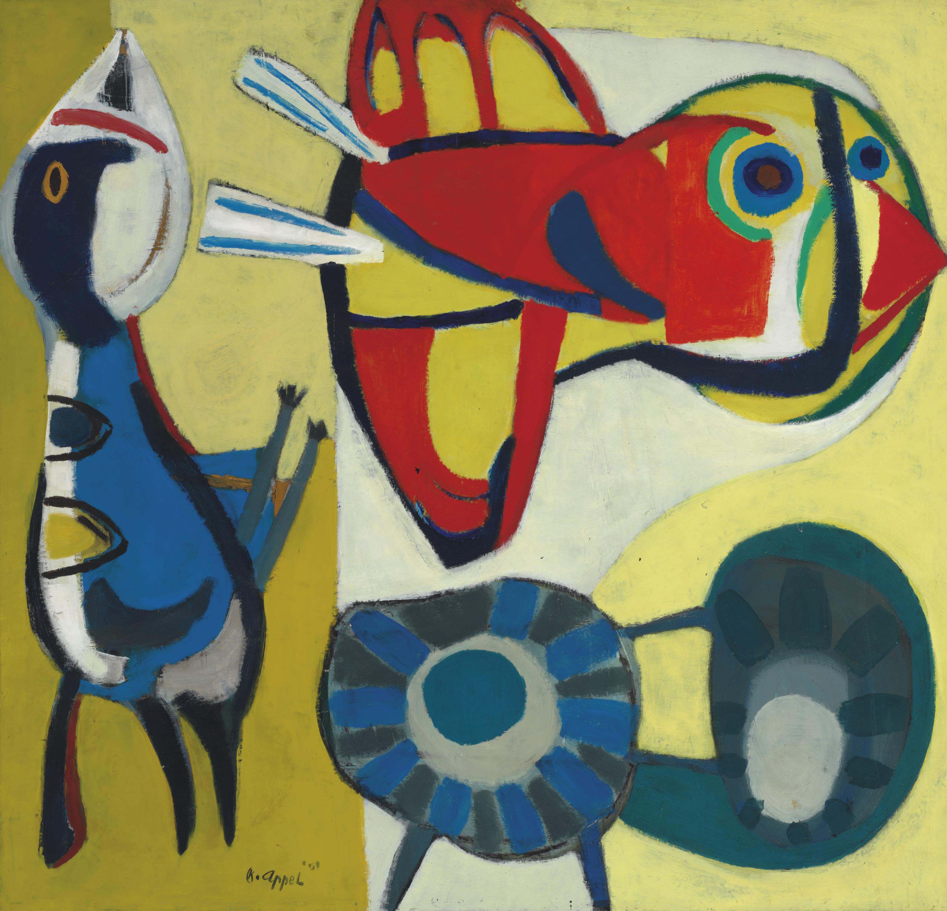 KAREL APPEL (1921-2006) , Two birds and a Flower | Christie's