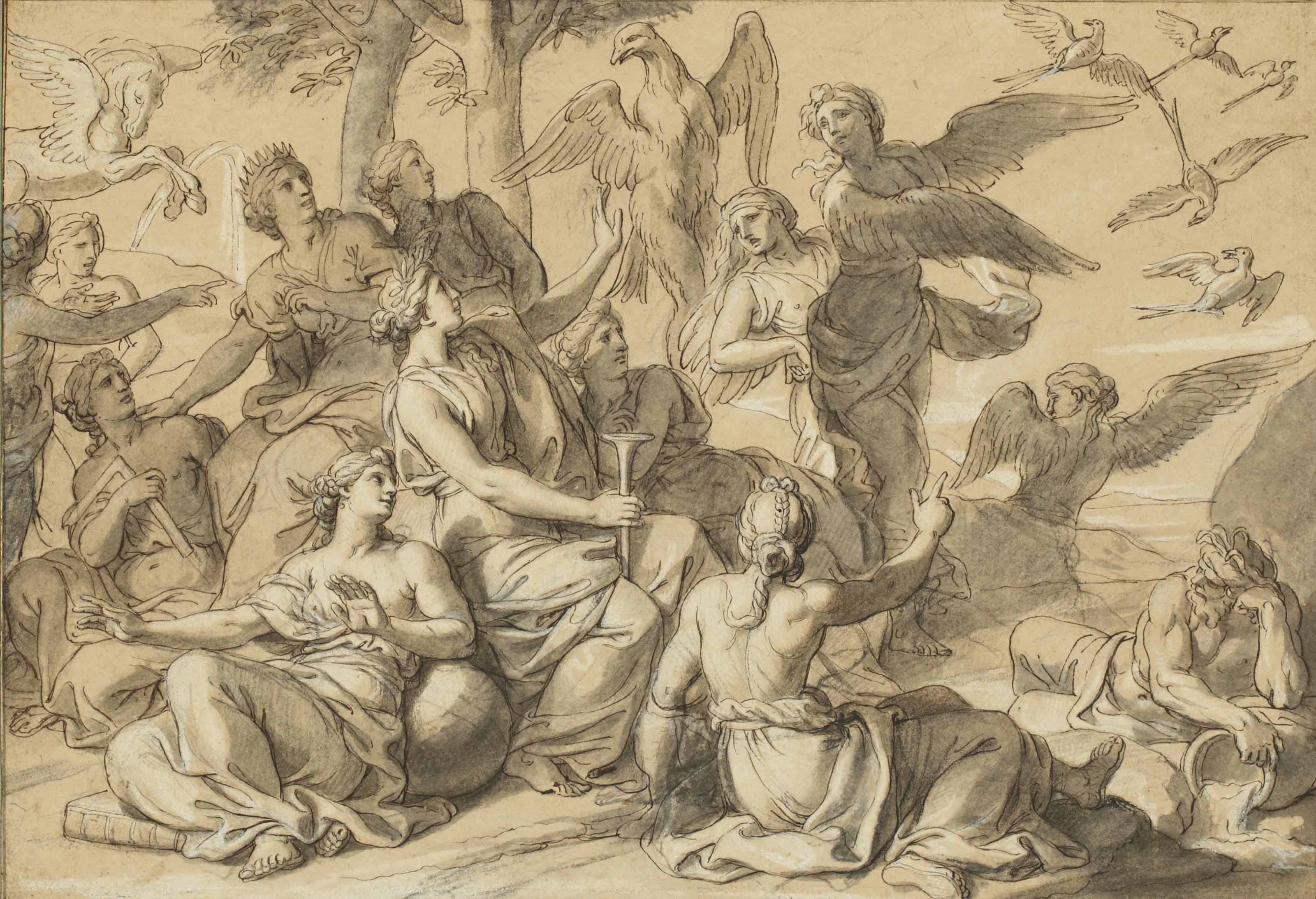 FRANCOIS VERDIER (PARIS 1651-1730) , Les Piérides défiant les Muses ...