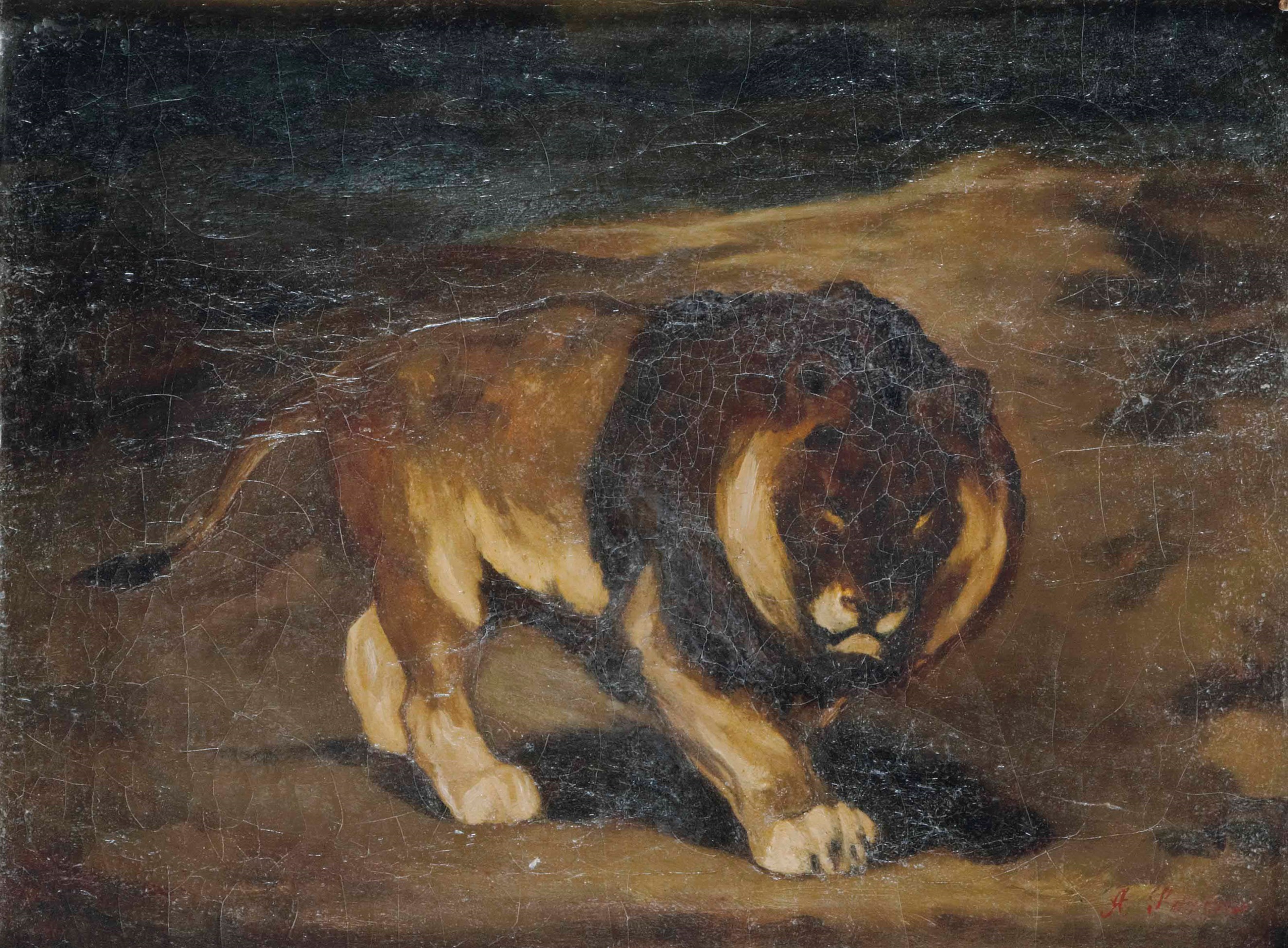AUGUSTE-ANDRE LANCON (SAINT-CLAUDE 1836-1887 PARIS) , Le lion du Cap à ...