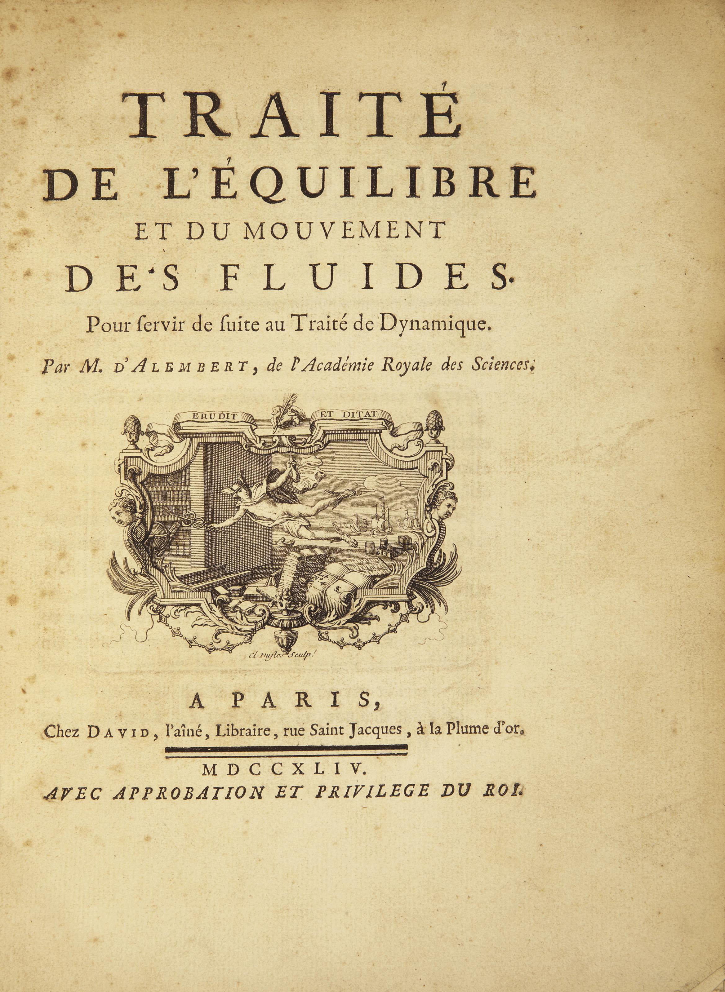 ALEMBERT, Jean Le Rond d' (1717-1783). Traité de l'équilibre et du ...