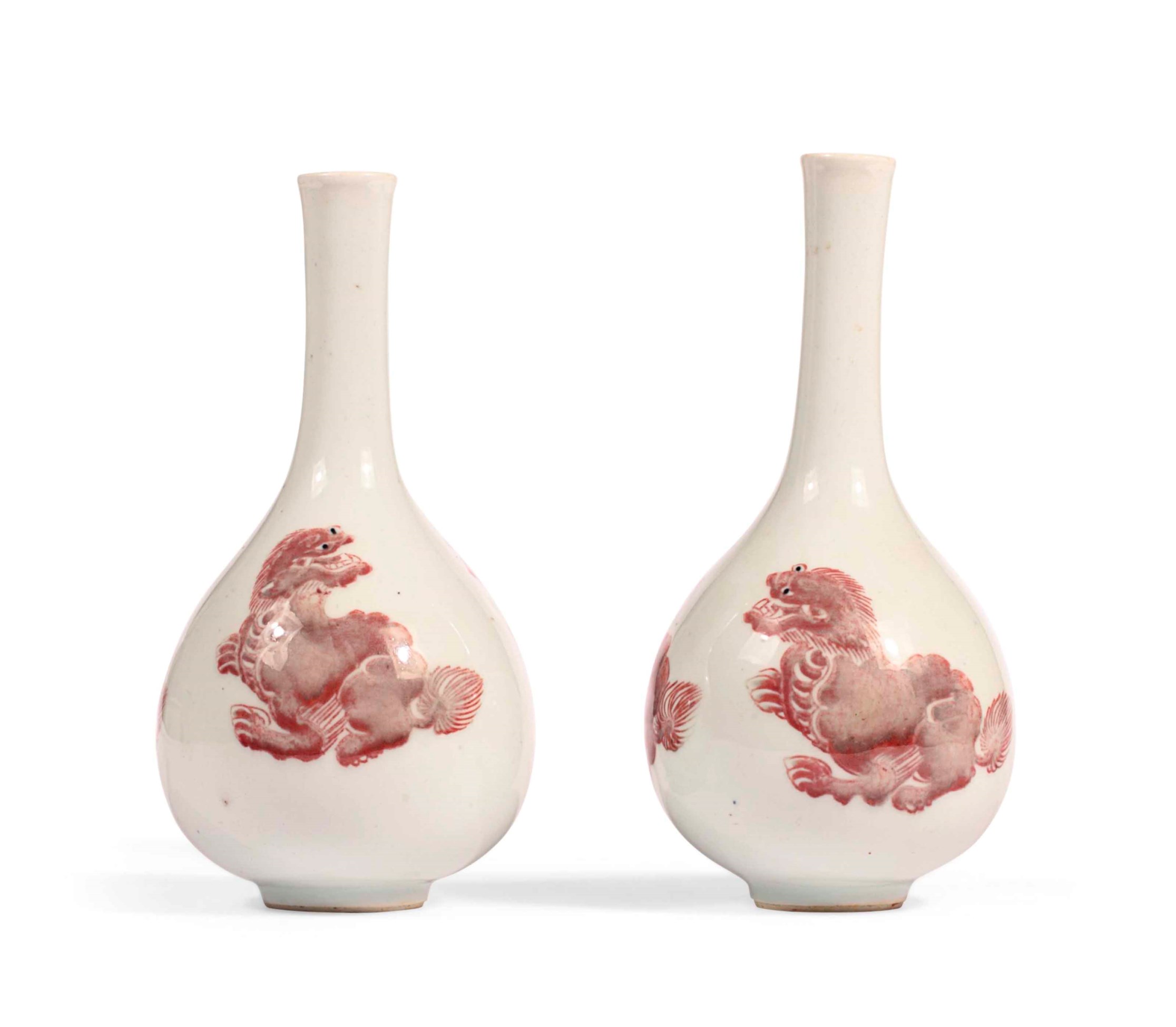Two Chinese underglaze-red bottle vases