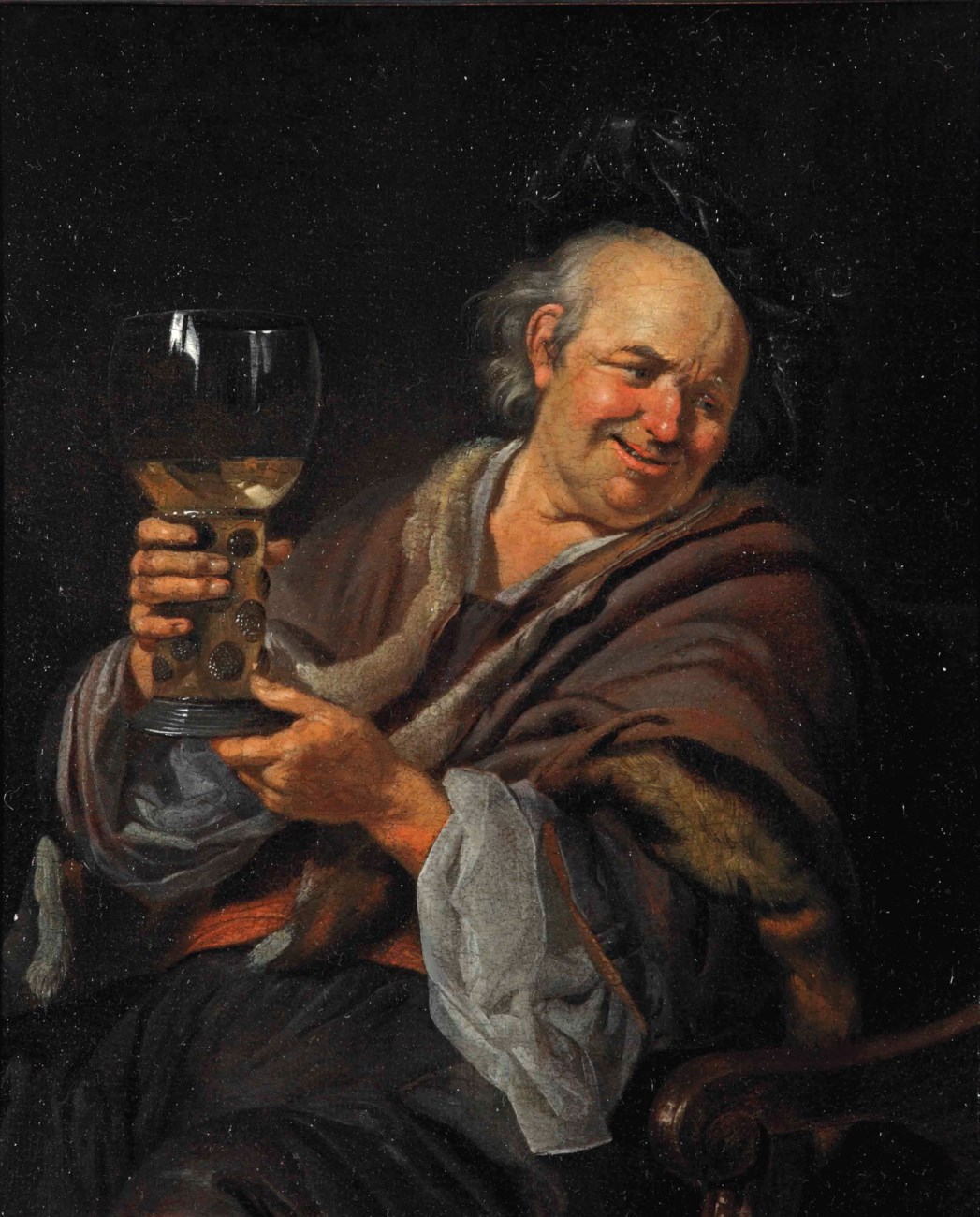 Jacob Toorenvliet (Leiden 1640-1719 Oegstgeest) , The Happy Drinker: a man seated in an interior ...