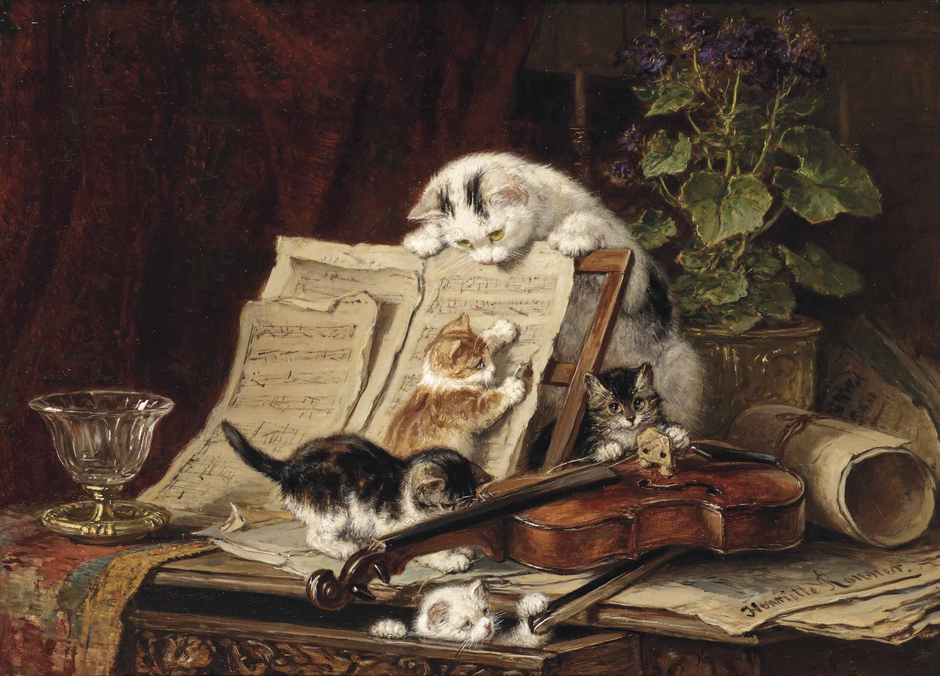 Henriette Ronner-Knip (Amsterdam 1821-1909 Elsene) , A curiosity for ...