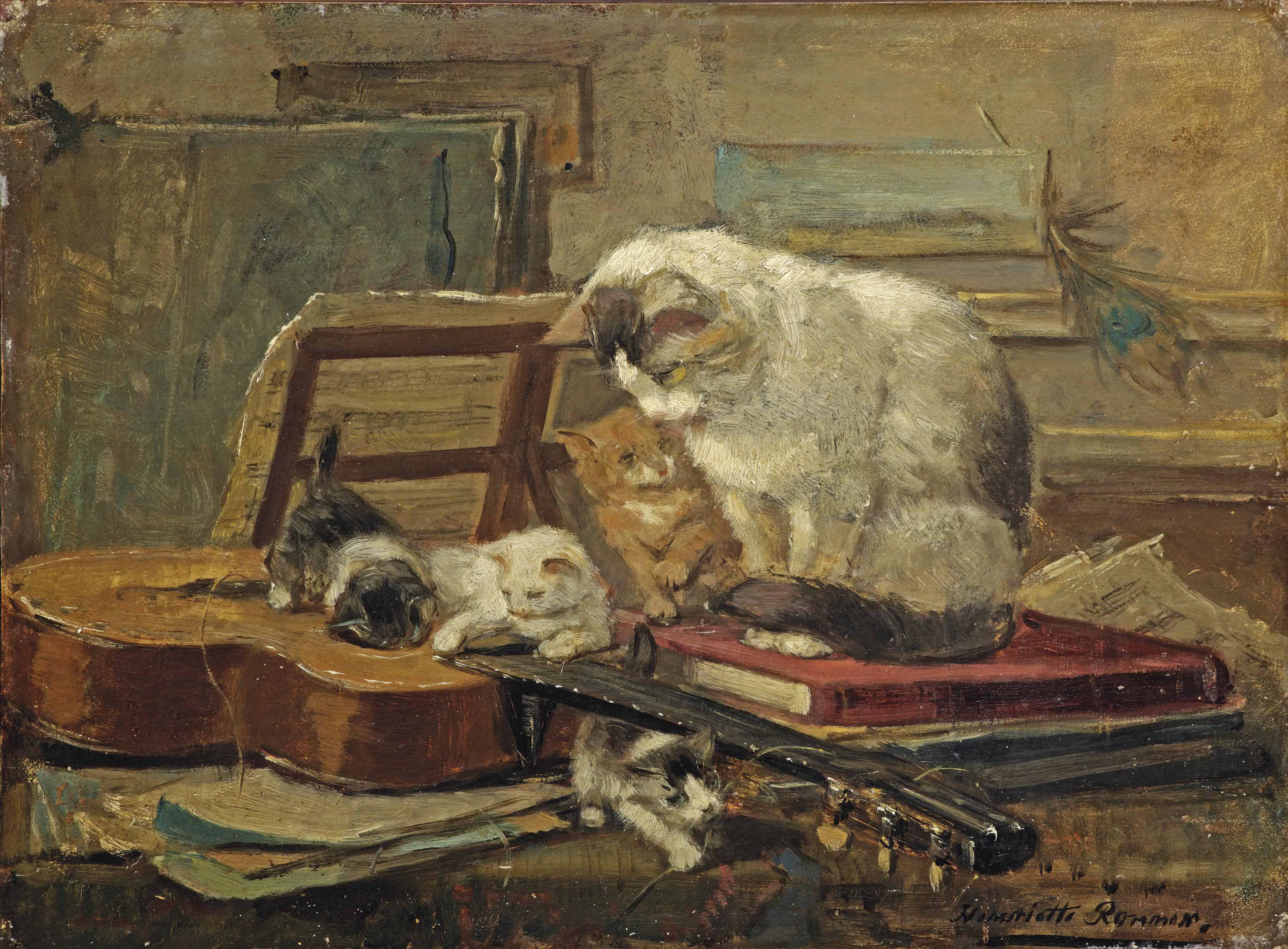 Henriette Ronner-Knip (Amsterdam 1821-1909 Elsene) , A curiosity for ...